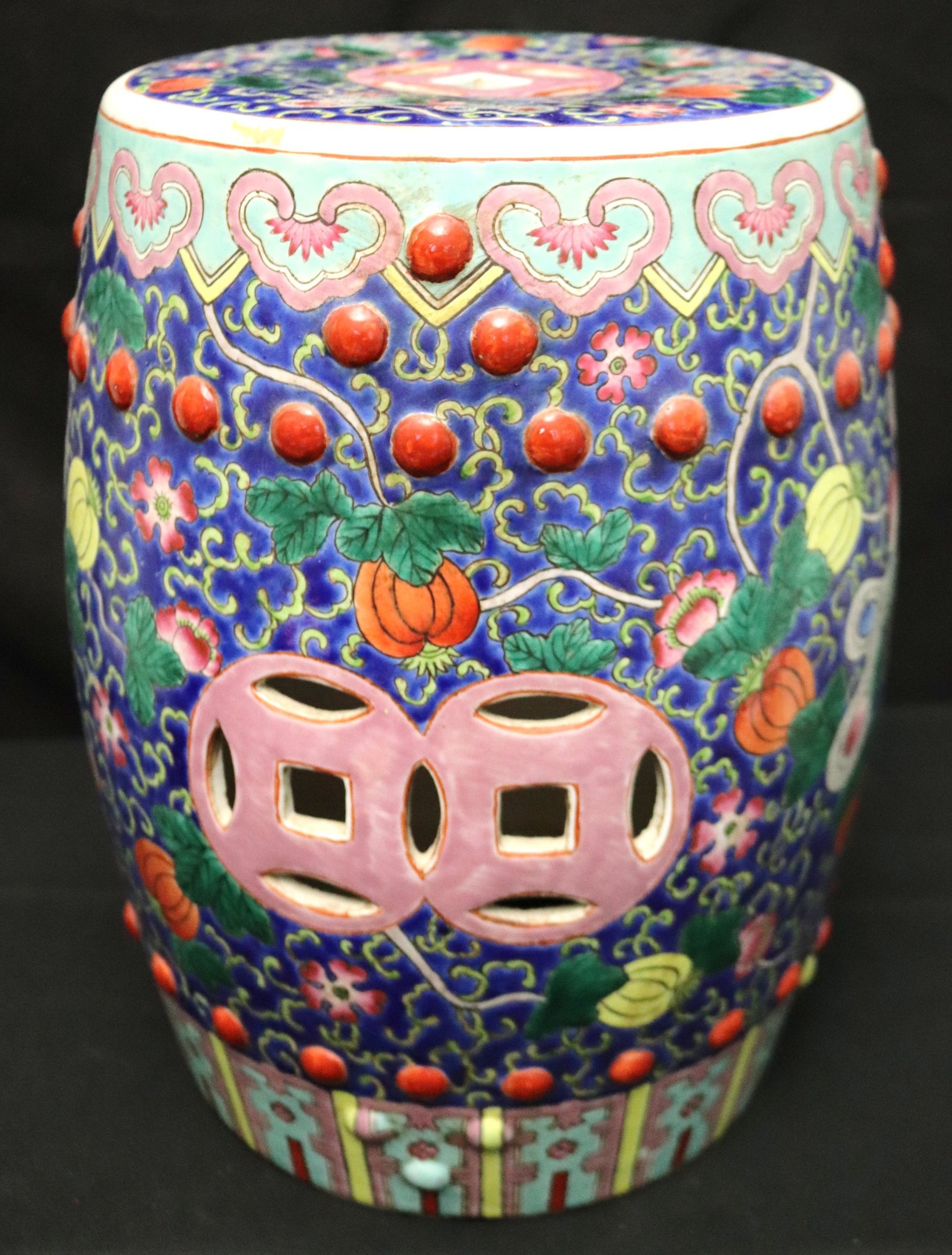 Vintage Hand Painted Chinese Garden Stool #56264 | Auctionninja.com