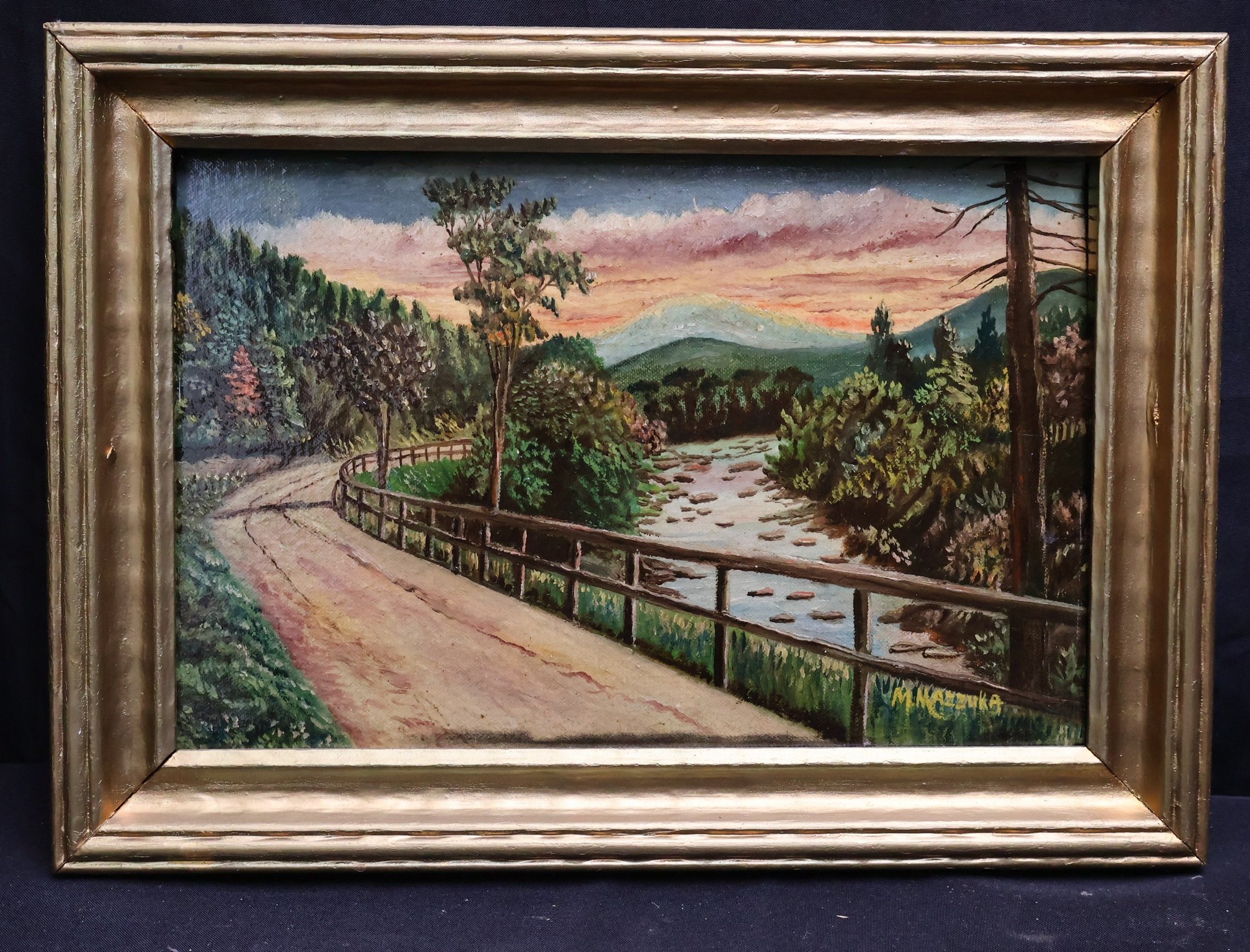 Vintage Canvas Board Landscape Painting By M. Mazzuka #68741 ...