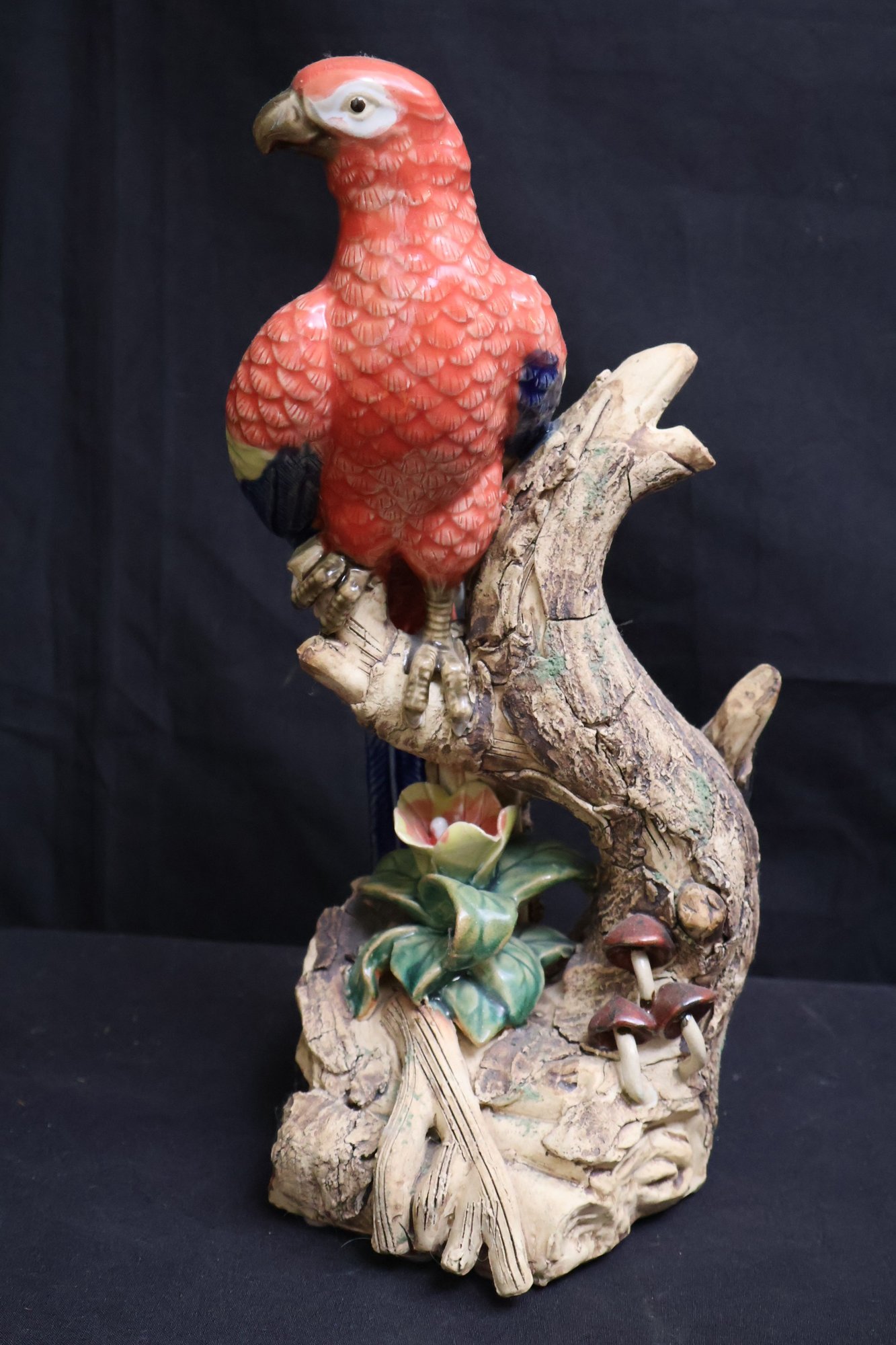 Vintage Parrot On A Branch Ceramic Sculpture #68749 | Auctionninja.com