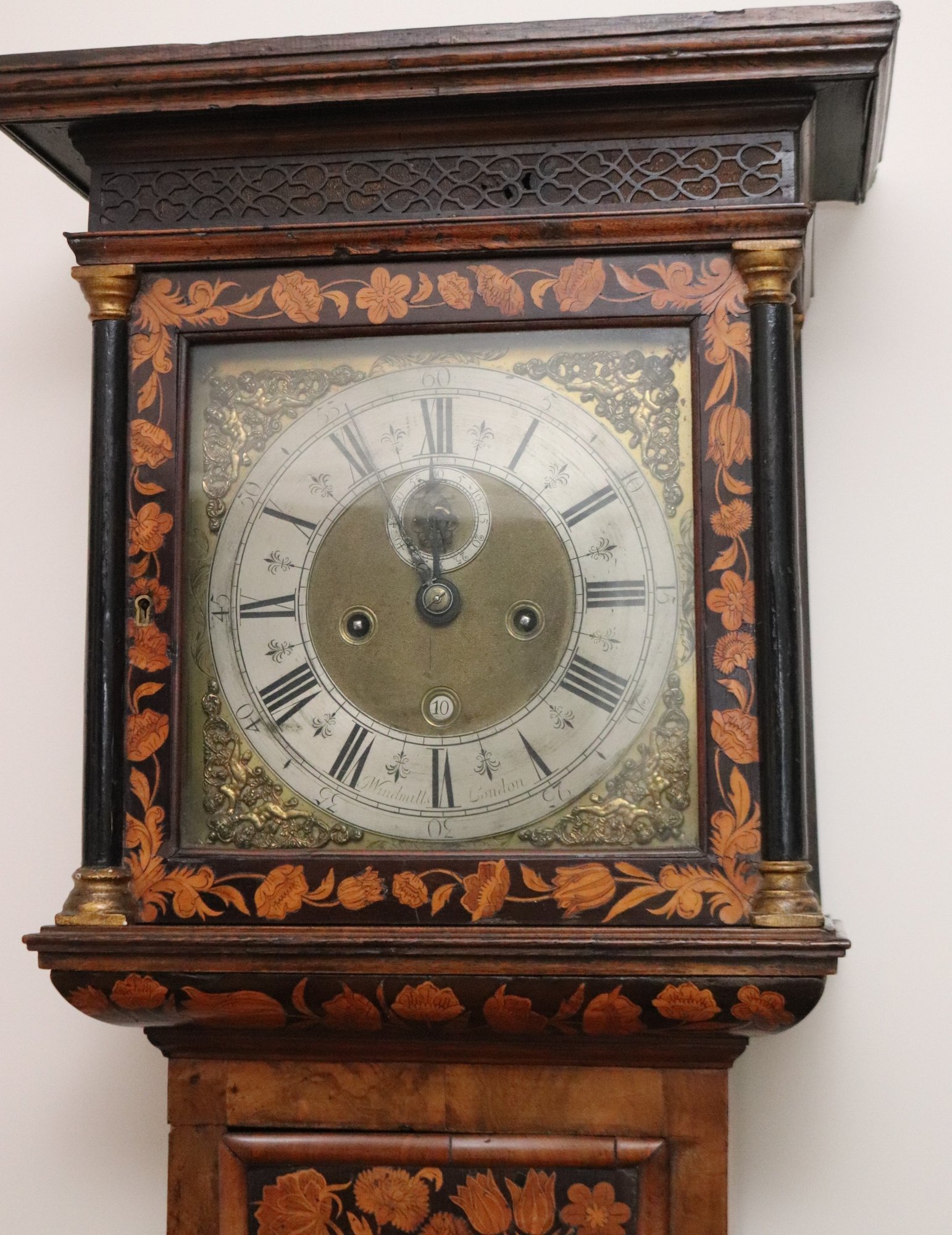 Antique J. Windmills London Inlaid Wood Grandfather Clock, Dutch ...