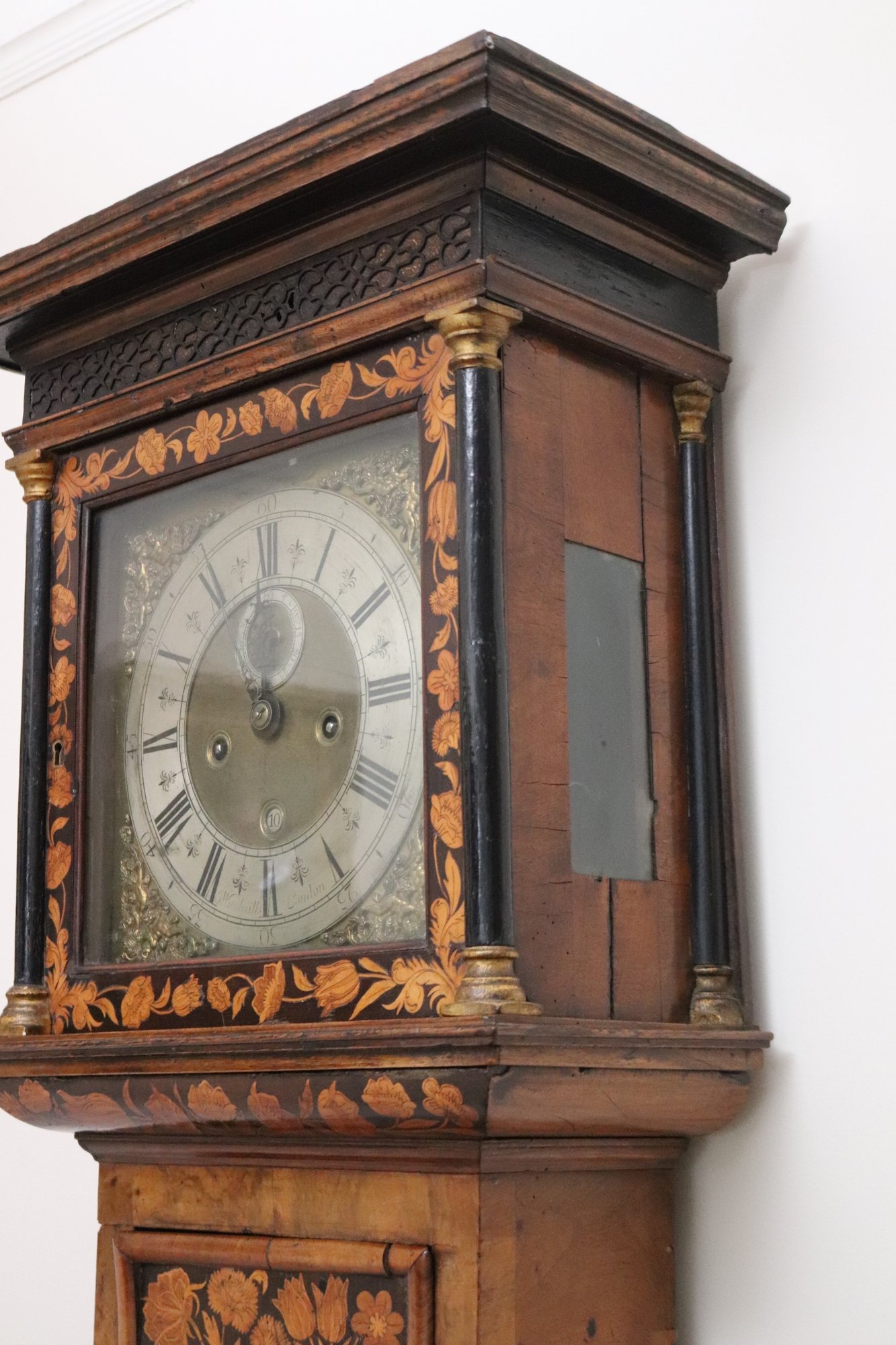 Antique J. Windmills London Inlaid Wood Grandfather Clock, Dutch ...