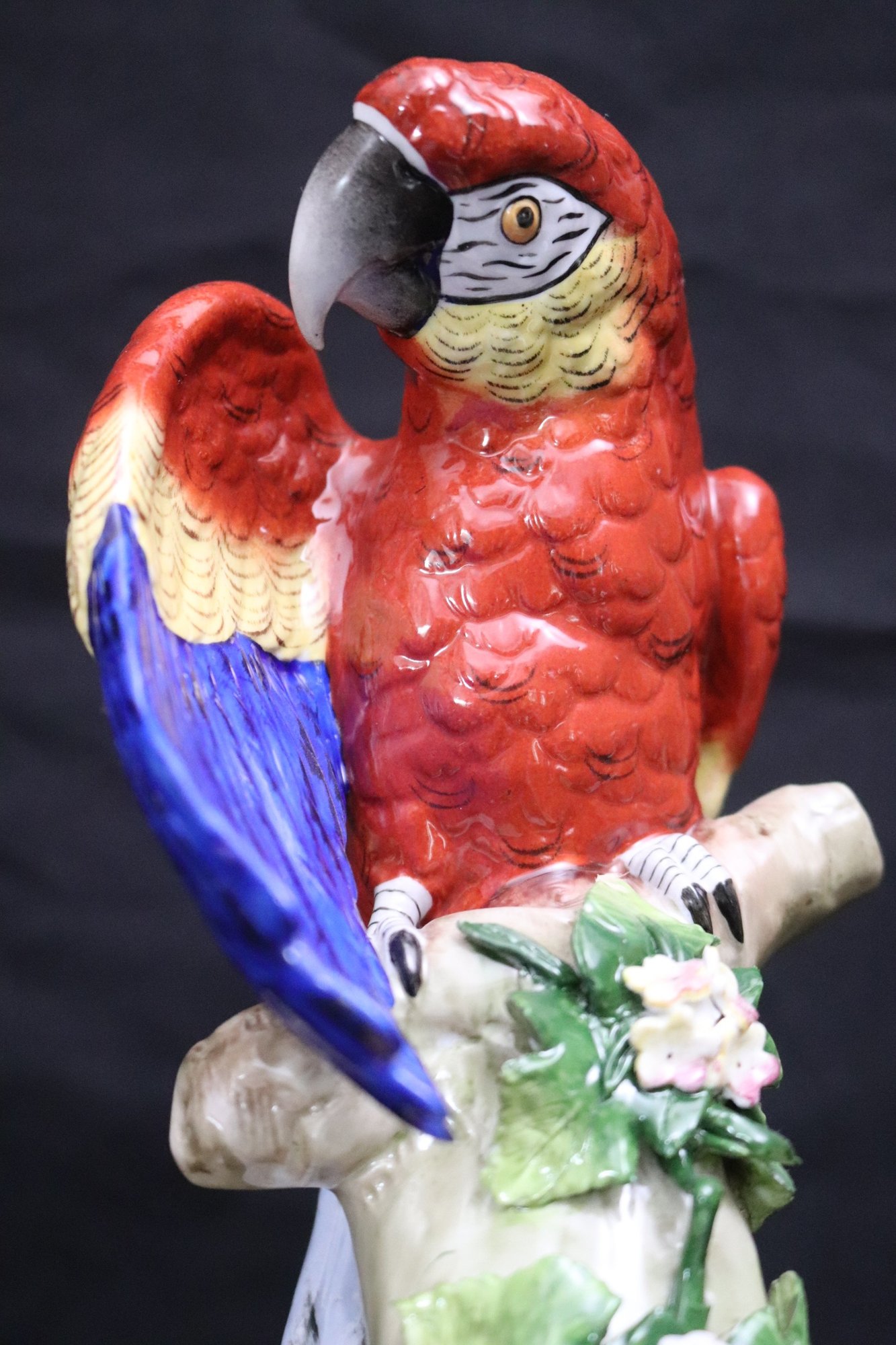Sitzendorf Porcelain Parrot Figurine Perched On Tree Trunk. #69280 ...