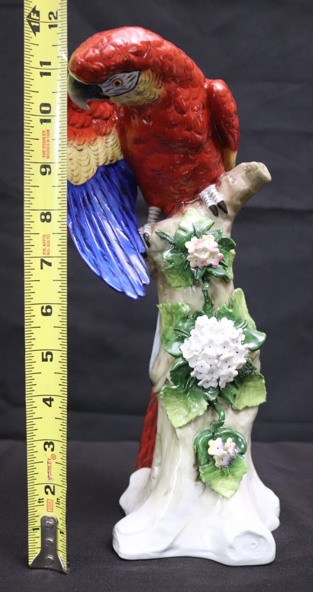 Sitzendorf Porcelain Parrot Figurine Perched On Tree Trunk. #69280 ...