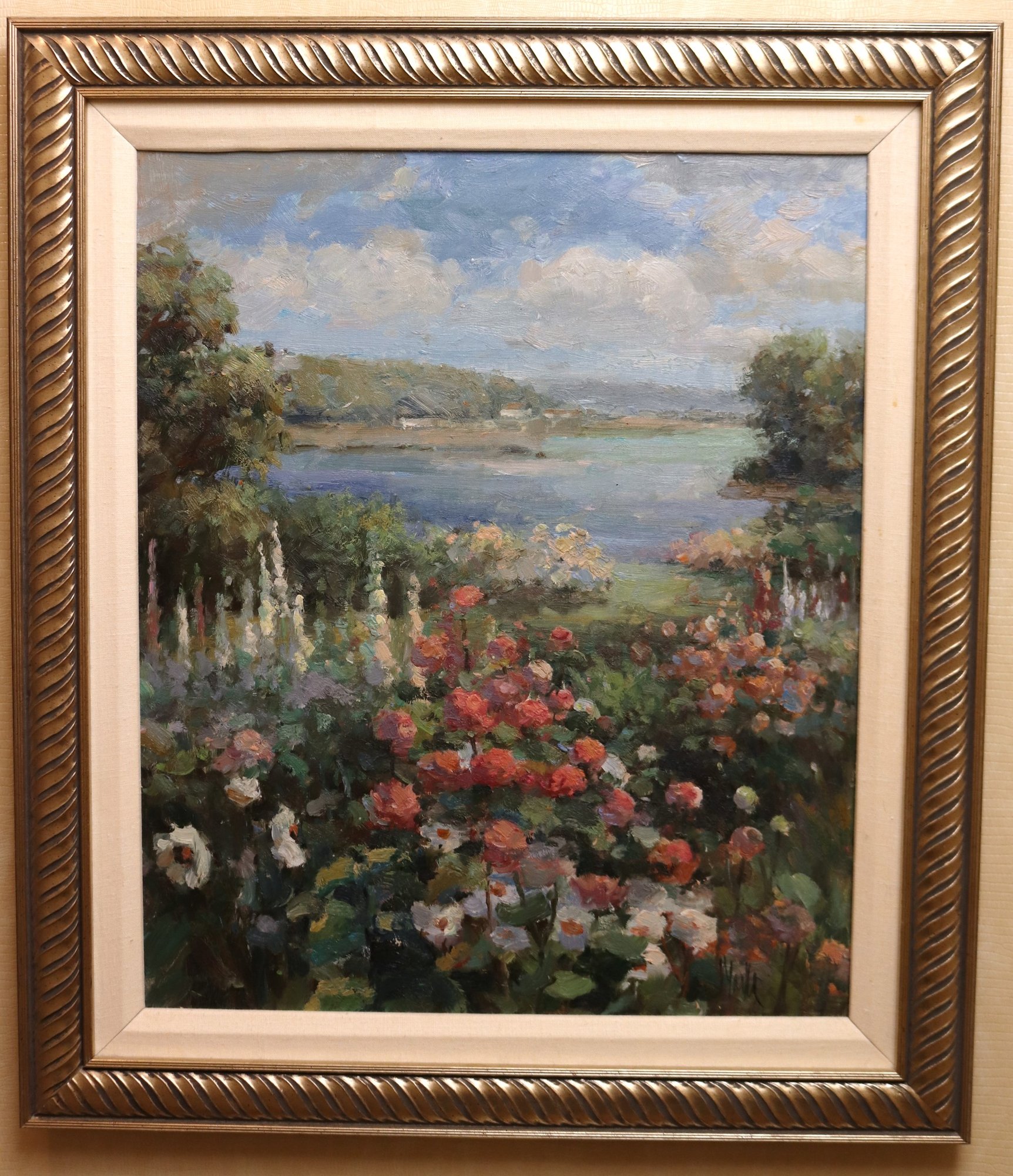 Floral Landscape Painting On Canvas Signed By The Artist Marke #49821 ...