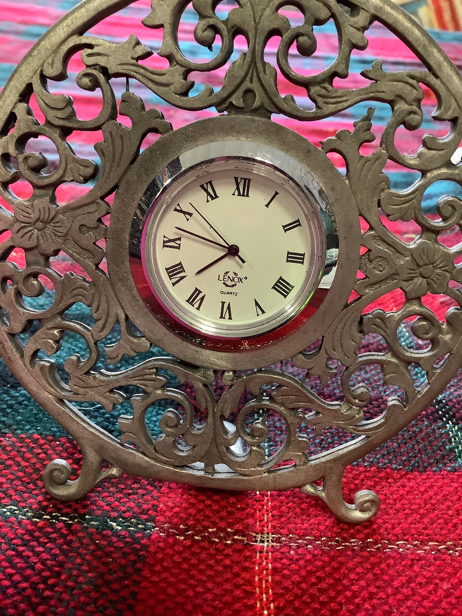 Lenox Kirk Stieff Pewter Filigree Footed Quartz Lenox Clock #5270 ...