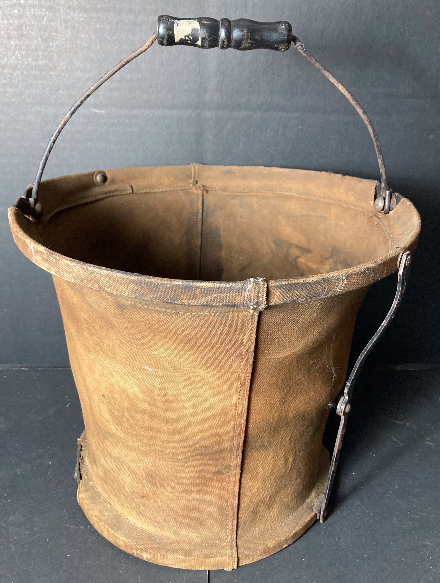 Vintage Canvas Fire Fighting Bucket #6067 | Auctionninja.com