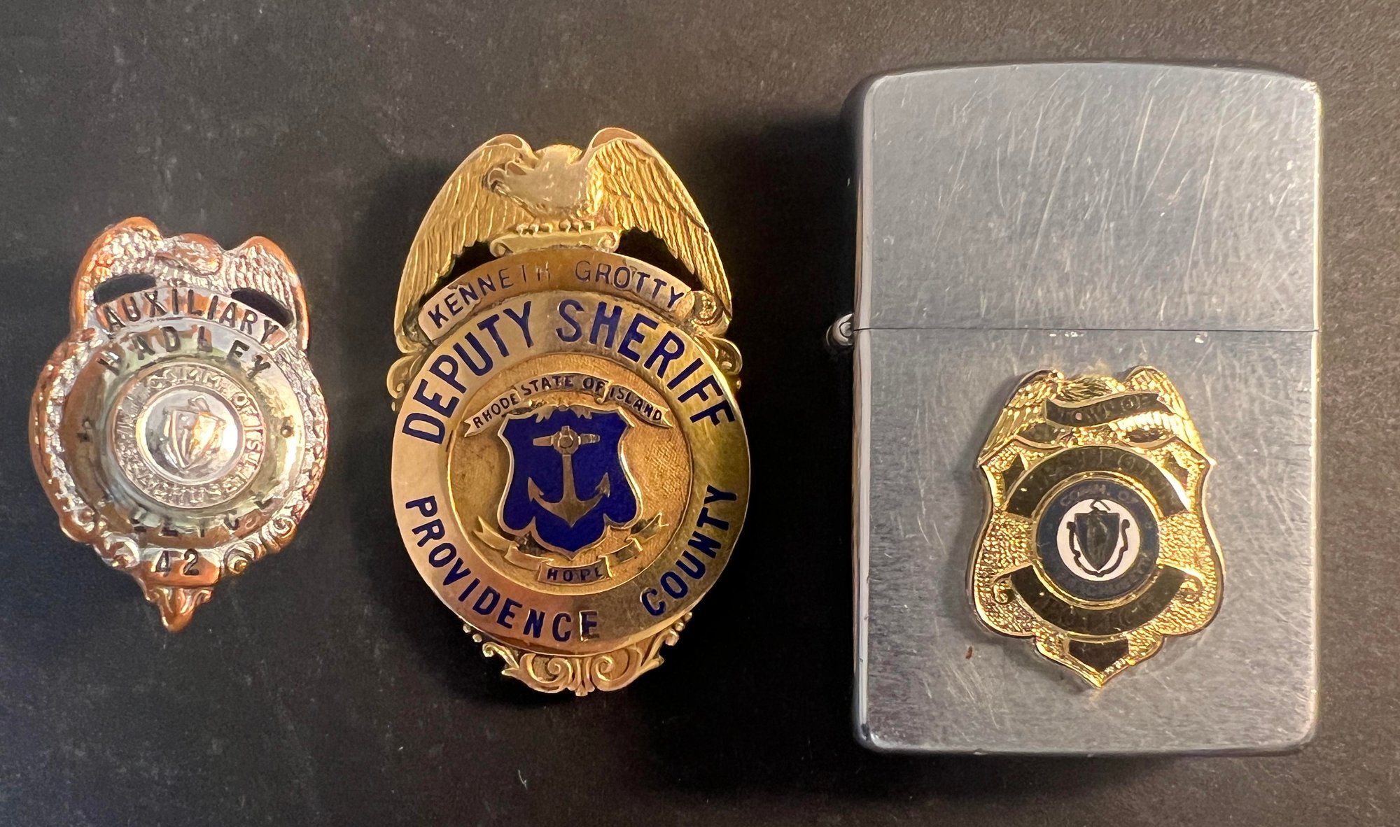 (3) Vintage Police Badges And Zippo Lighter #12536 | Auctionninja.com