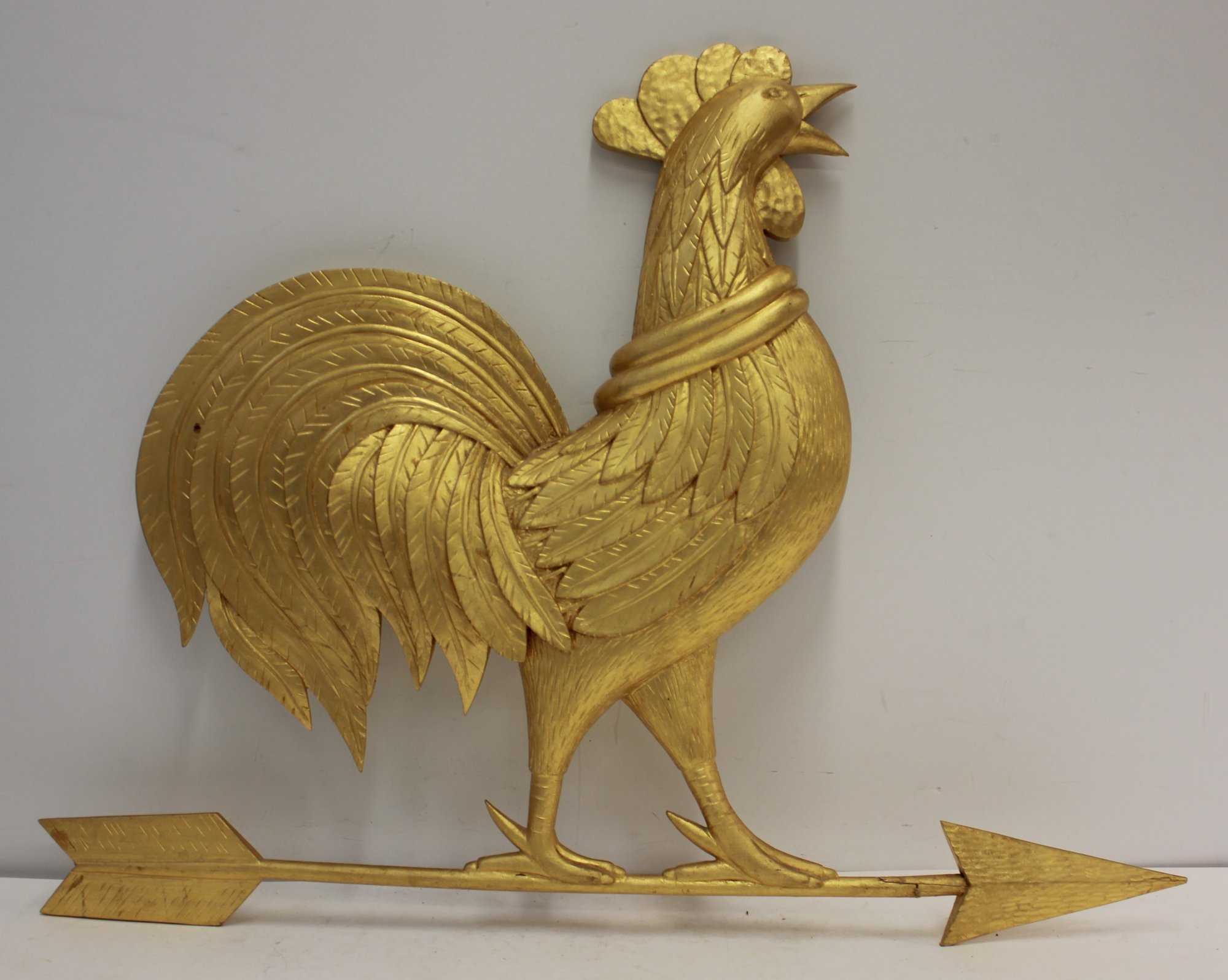 F.J. GALASSI Gold Wooden Folk Art Rooster #15974 | Auctionninja.com