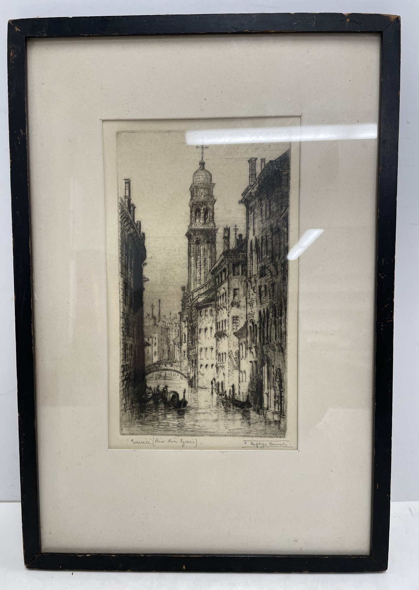 Framed JAMES ALPHEGE BREWER Etching VENICE Signed #20704 | Auctionninja.com