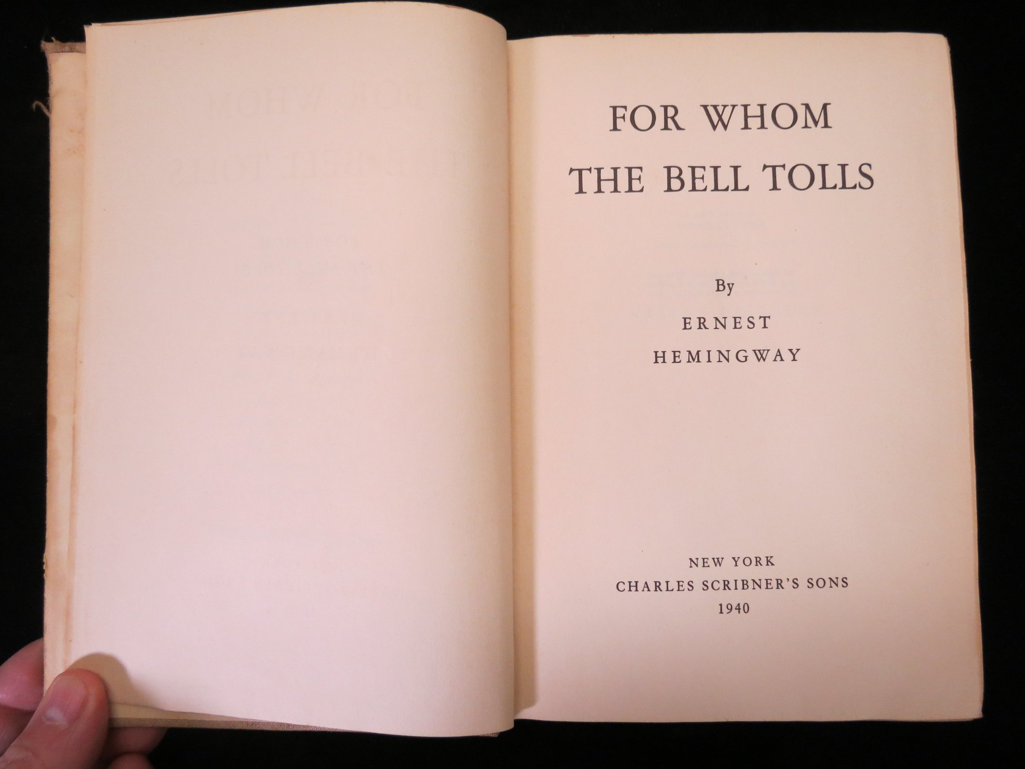 1940 Ernest Hemingway For Whom The Bell Tolls 1st Edition With "A ...