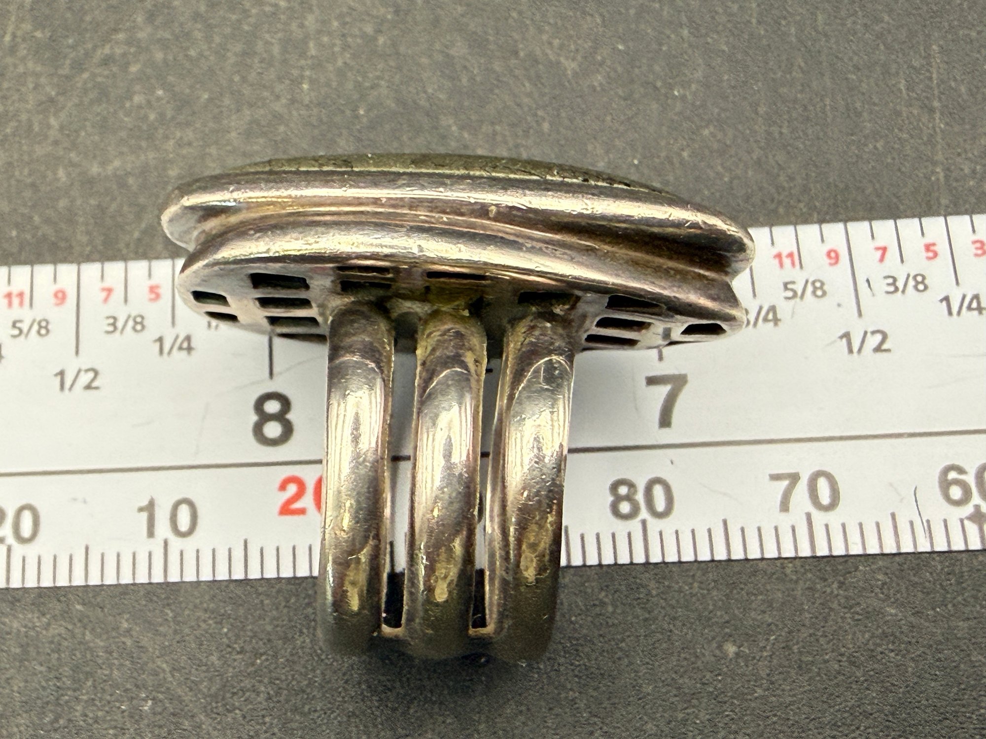 Incredible Sterling Silver .925 Pyrite Healers Gold Statement Ring Size ...