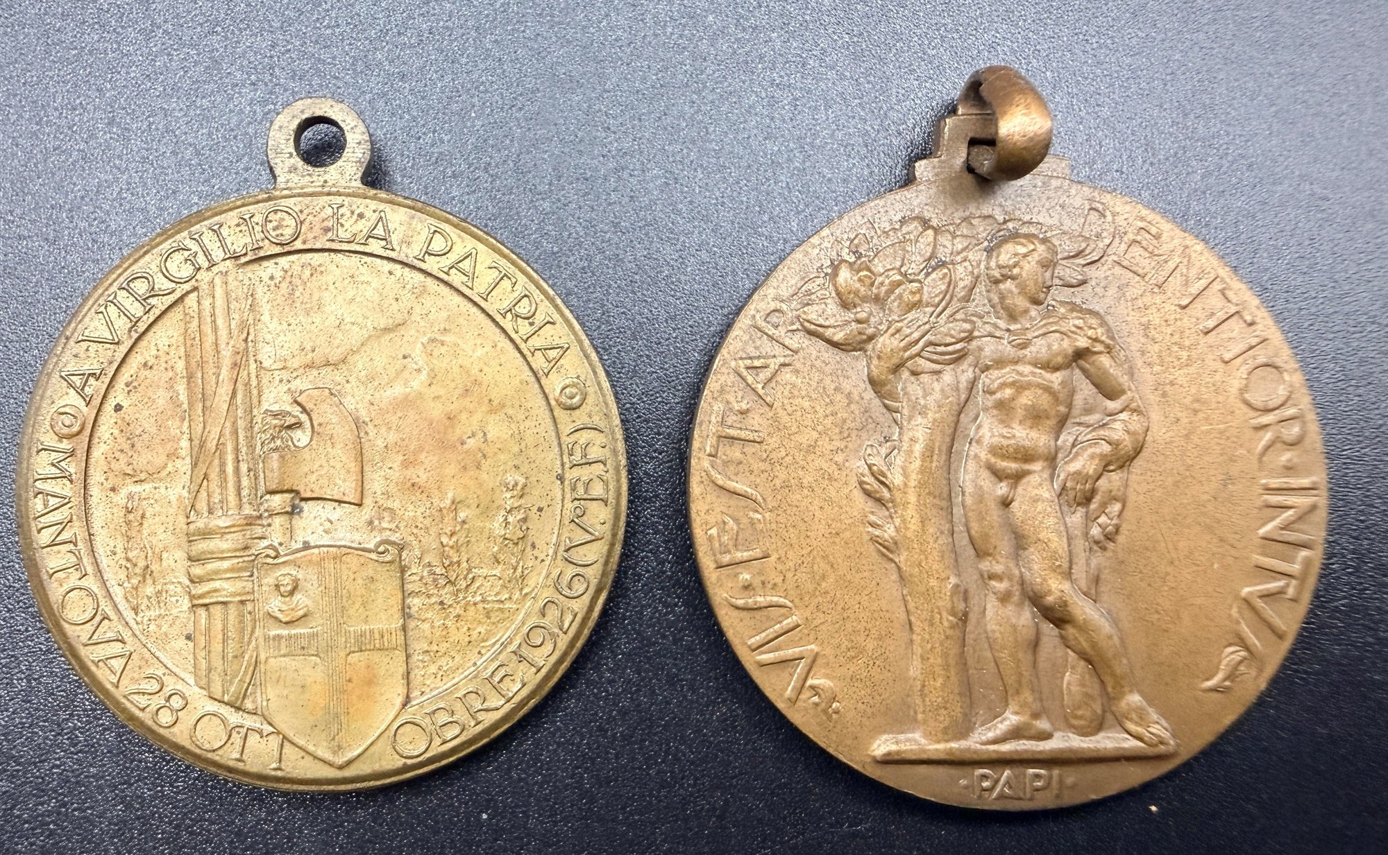 (2) 1920's Italian Fascist Bronze Medals #40949 | Auctionninja.com