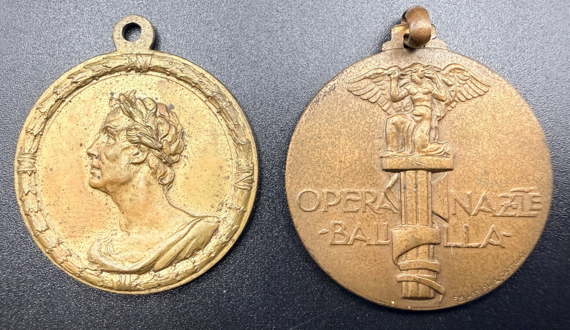 (2) 1920's Italian Fascist Bronze Medals #40949 | Auctionninja.com