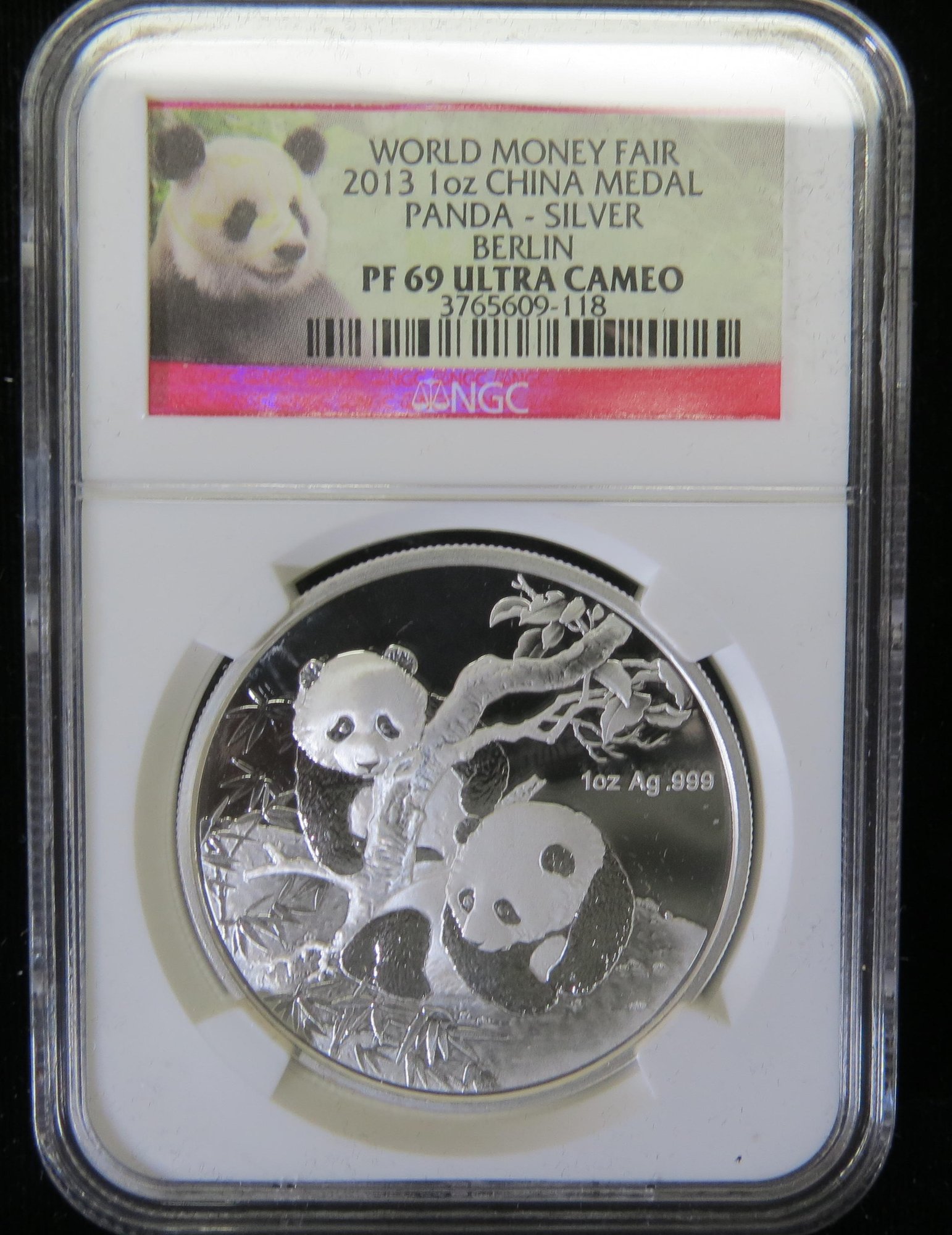 2013 World Money Fair 1 Oz Silver Chinese Panda NGC PF69 Ultra Cameo ...