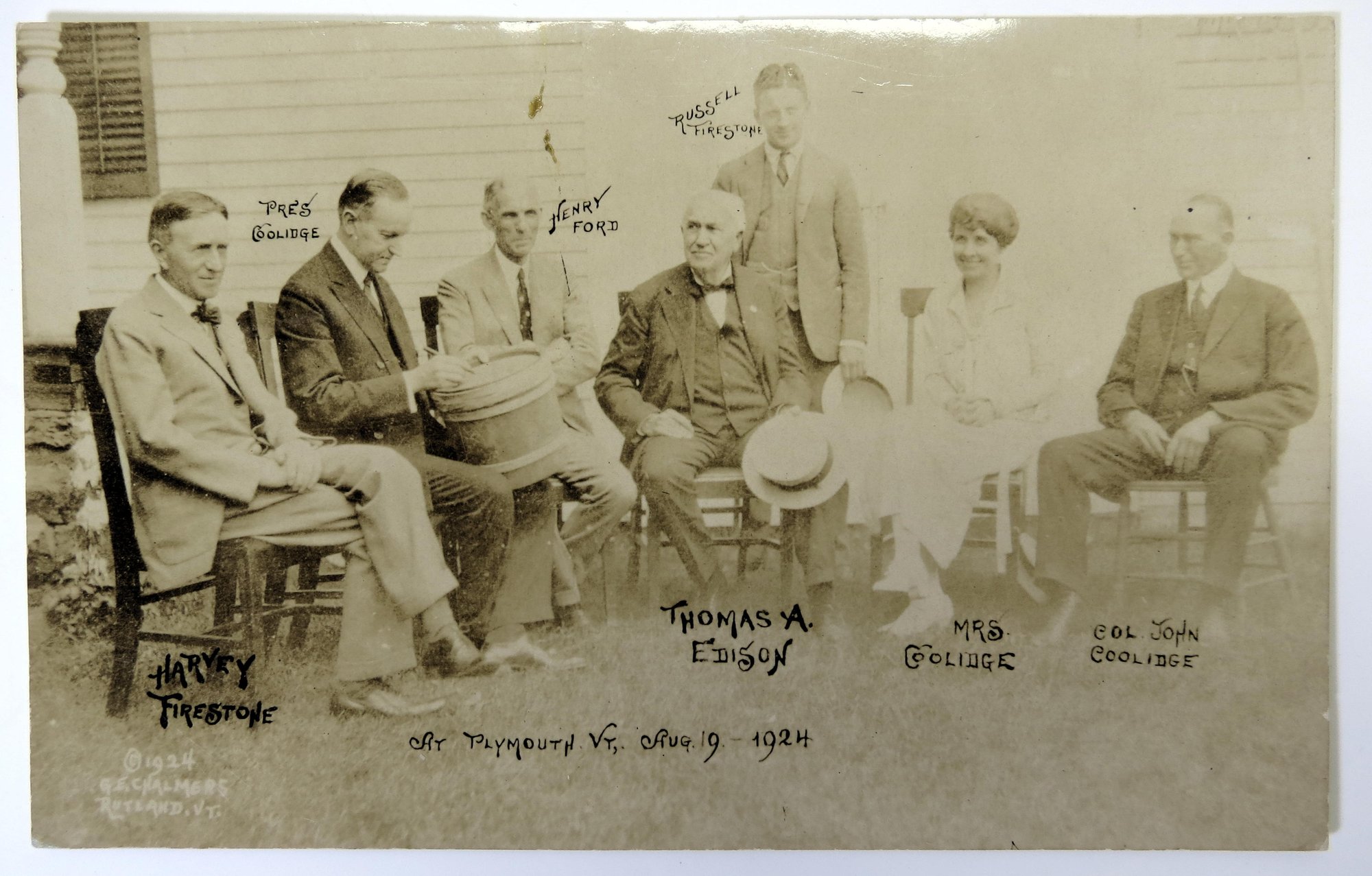 1924 Thomas Edison President Coolidge Henry Ford Real Photo Postcard ...