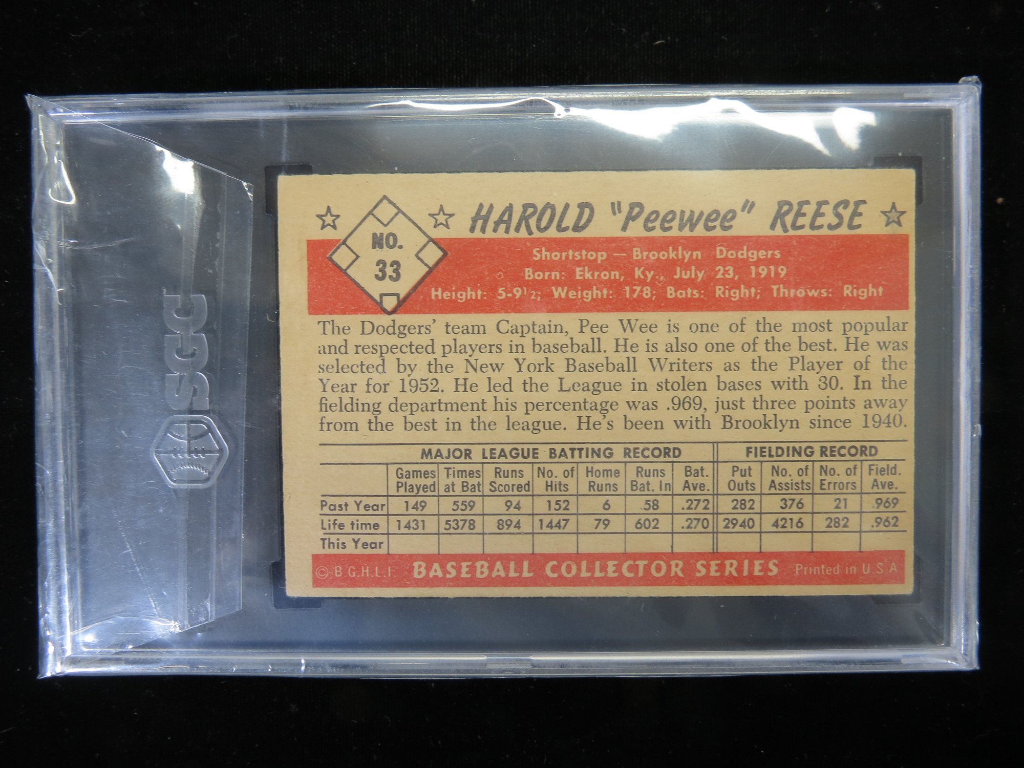 1953 Bowman Color #33 Pee Wee Reese Baseball Card SGC 4 VG/EX #41164 ...