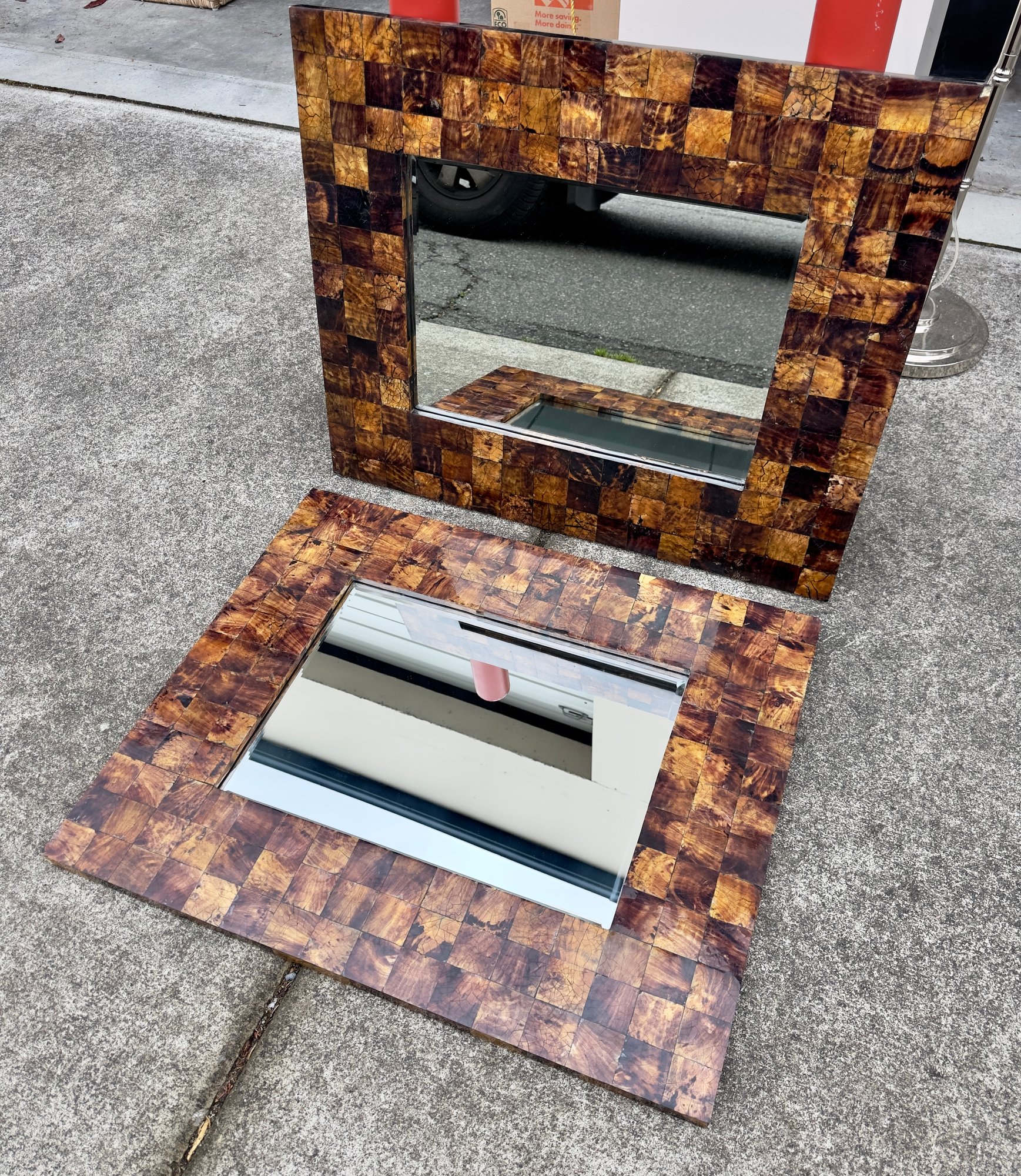 Two Faux Tortoise Shell Mirrors #13893 | Auctionninja.com