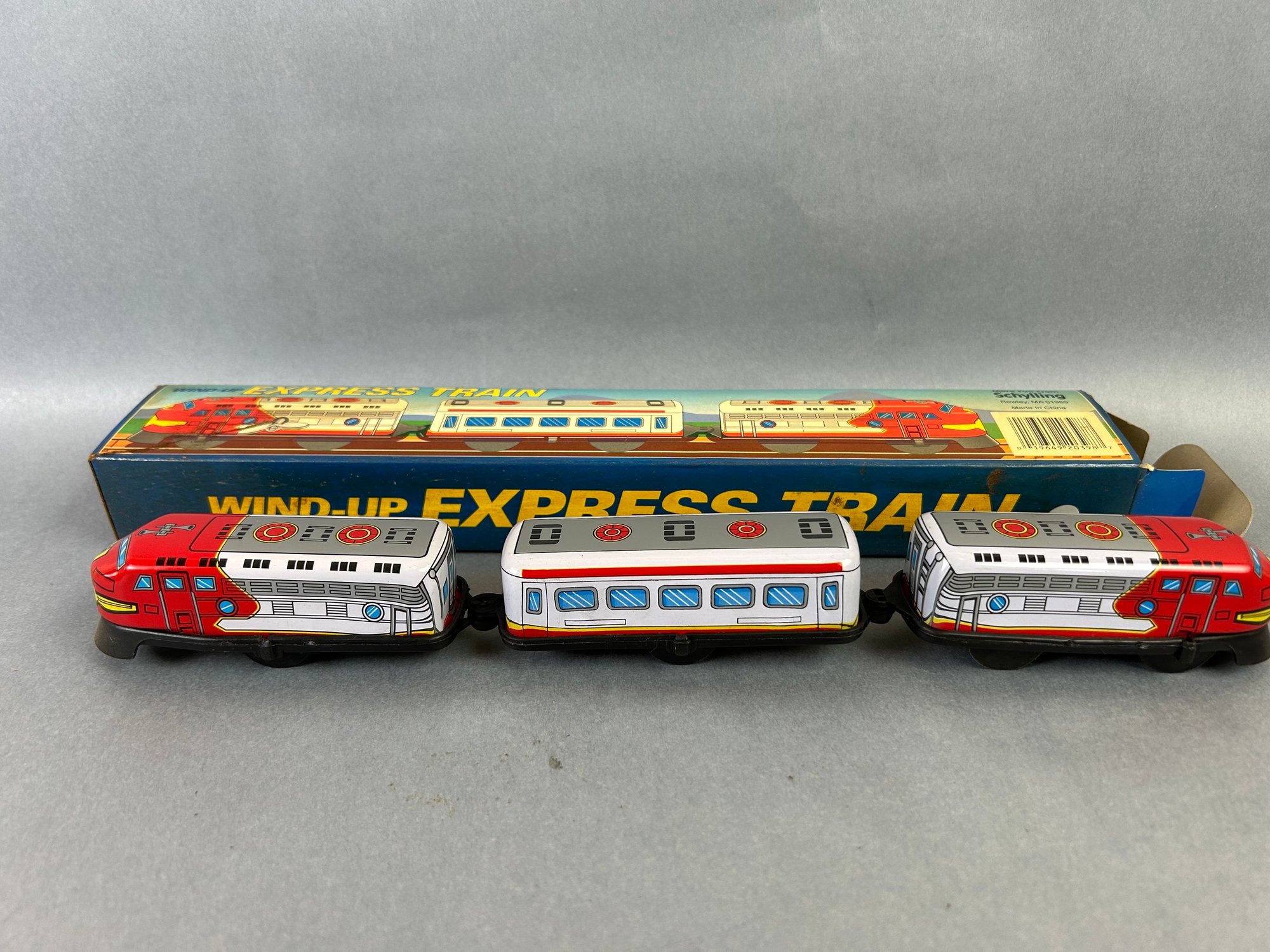 Schilling Reproduction Tin Wind Up 3 Car Express Train #52724 | Auctionninja.com