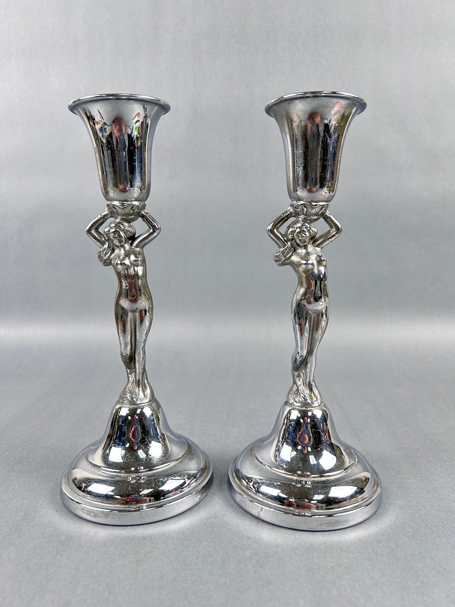 Vintage Krome Kraft Farber Bros. Art Deco Figural Nude Chrome ...