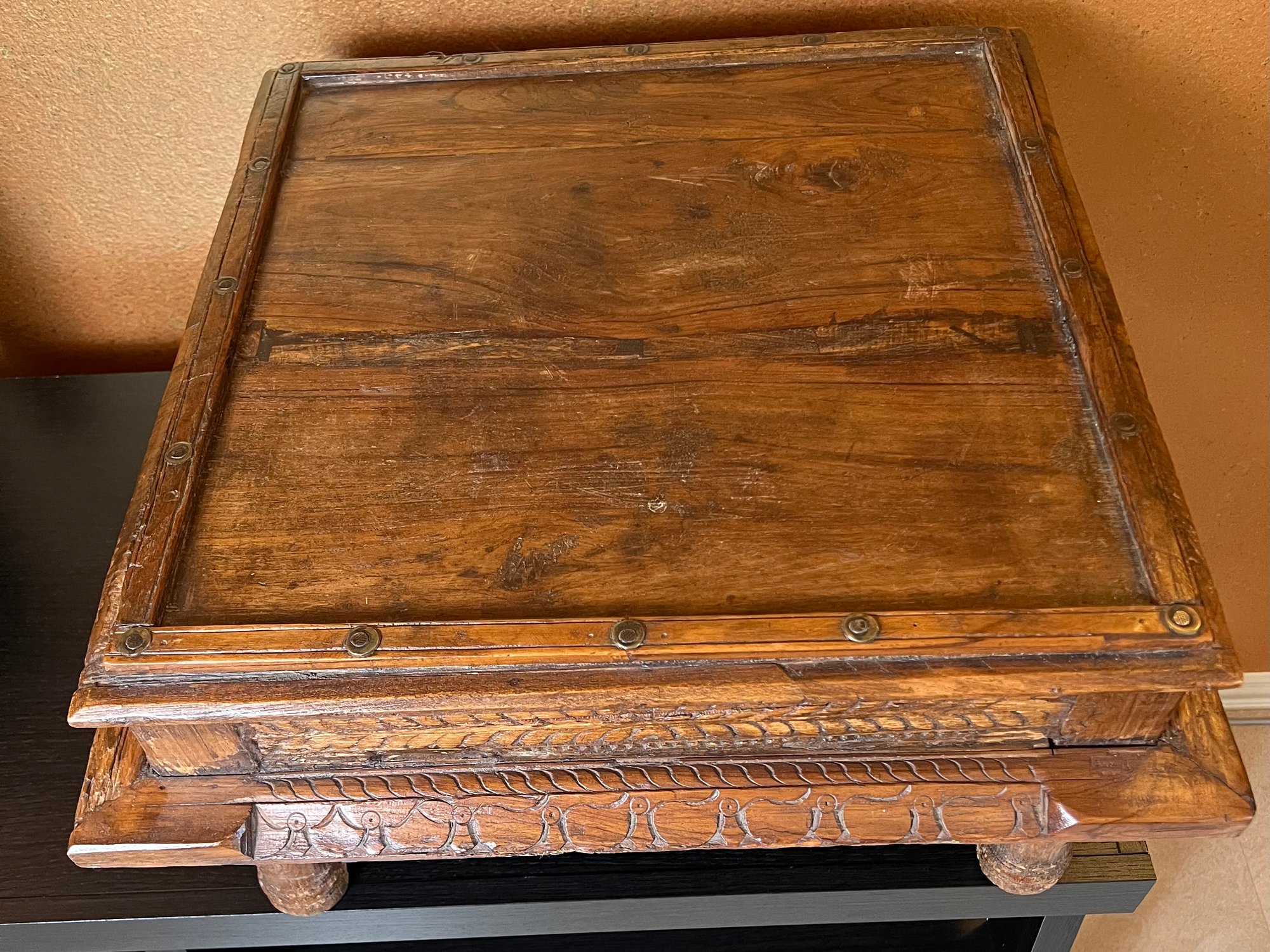 Antique Indian Carved Wood Bajot Table #59144 | Auctionninja.com