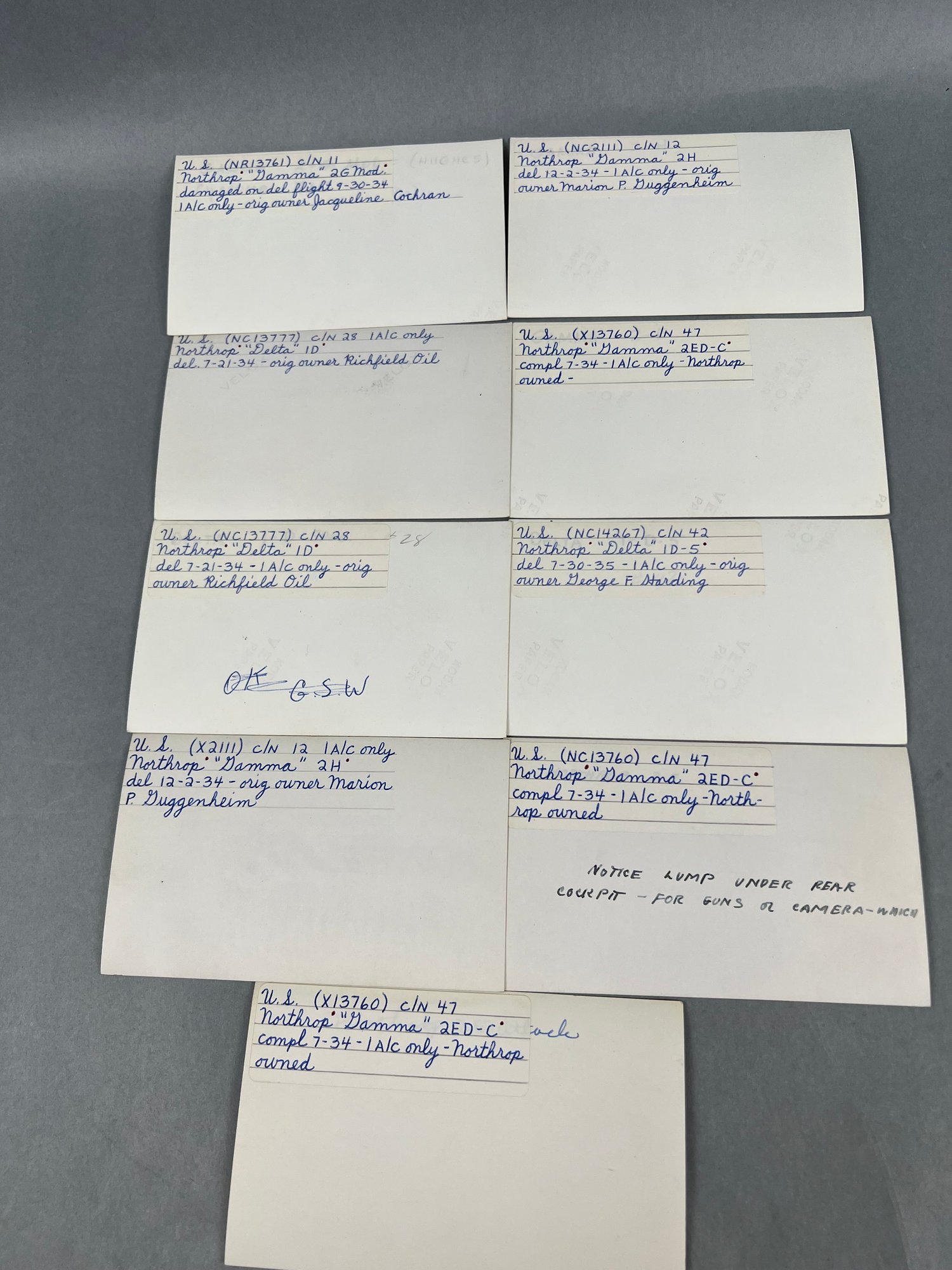 9 Vintage Northrop Aircraft Photos With Info On Back #60418 ...