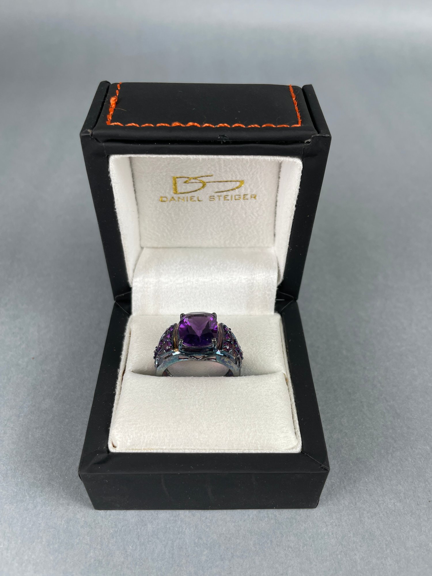 Daniel Steiger 925 Mens Ring With Faceted Purple Center & Side Stones ...