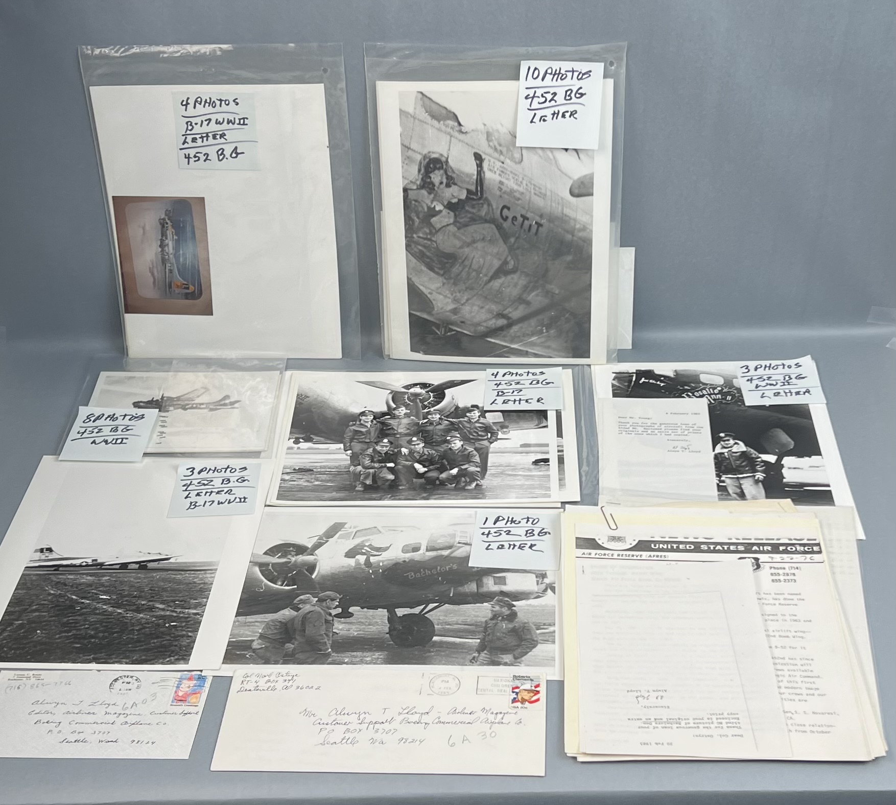 Lot Of WWII Photos Letters And Ephemera About The 452nd Bomb Group ...