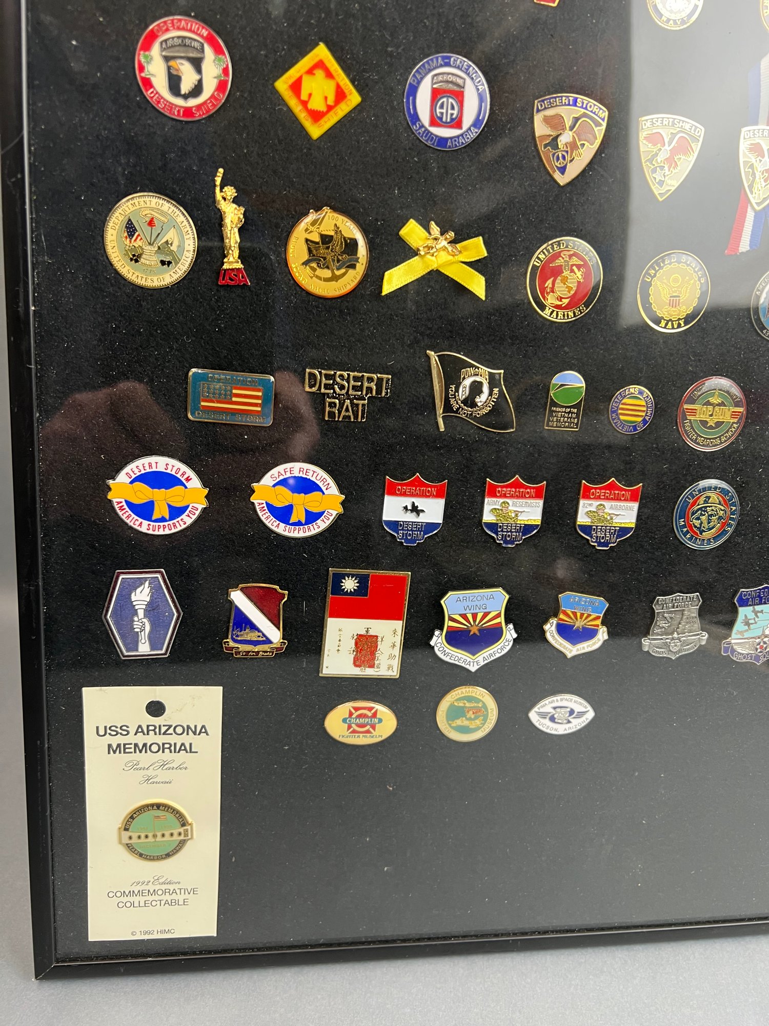 Framed Military Pin Collection USMC Army USN USAF And Campaign Pins ...
