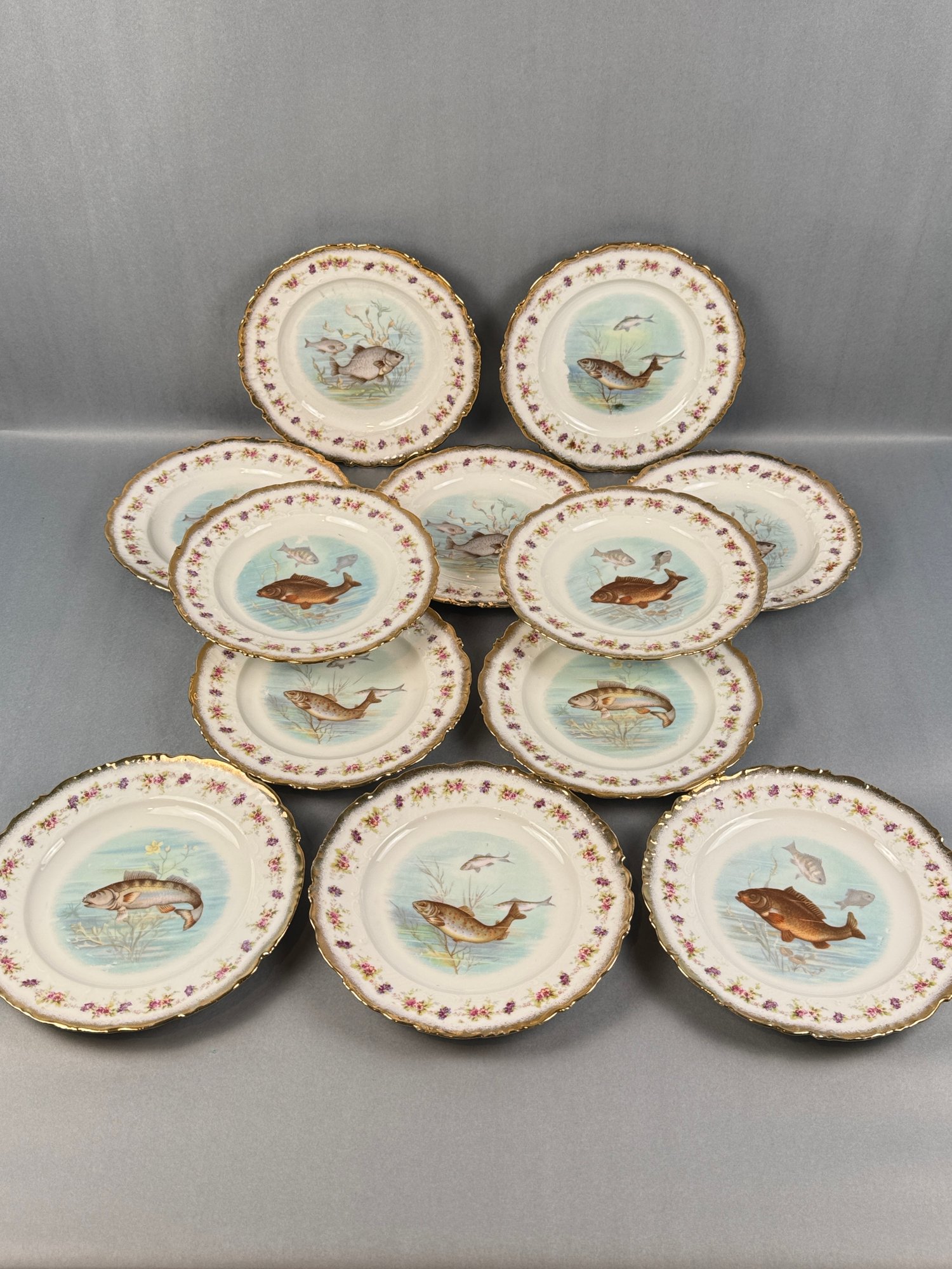 Set Of 12: Victoria Carlsbad "Austria" Fish Plates #66101 ...