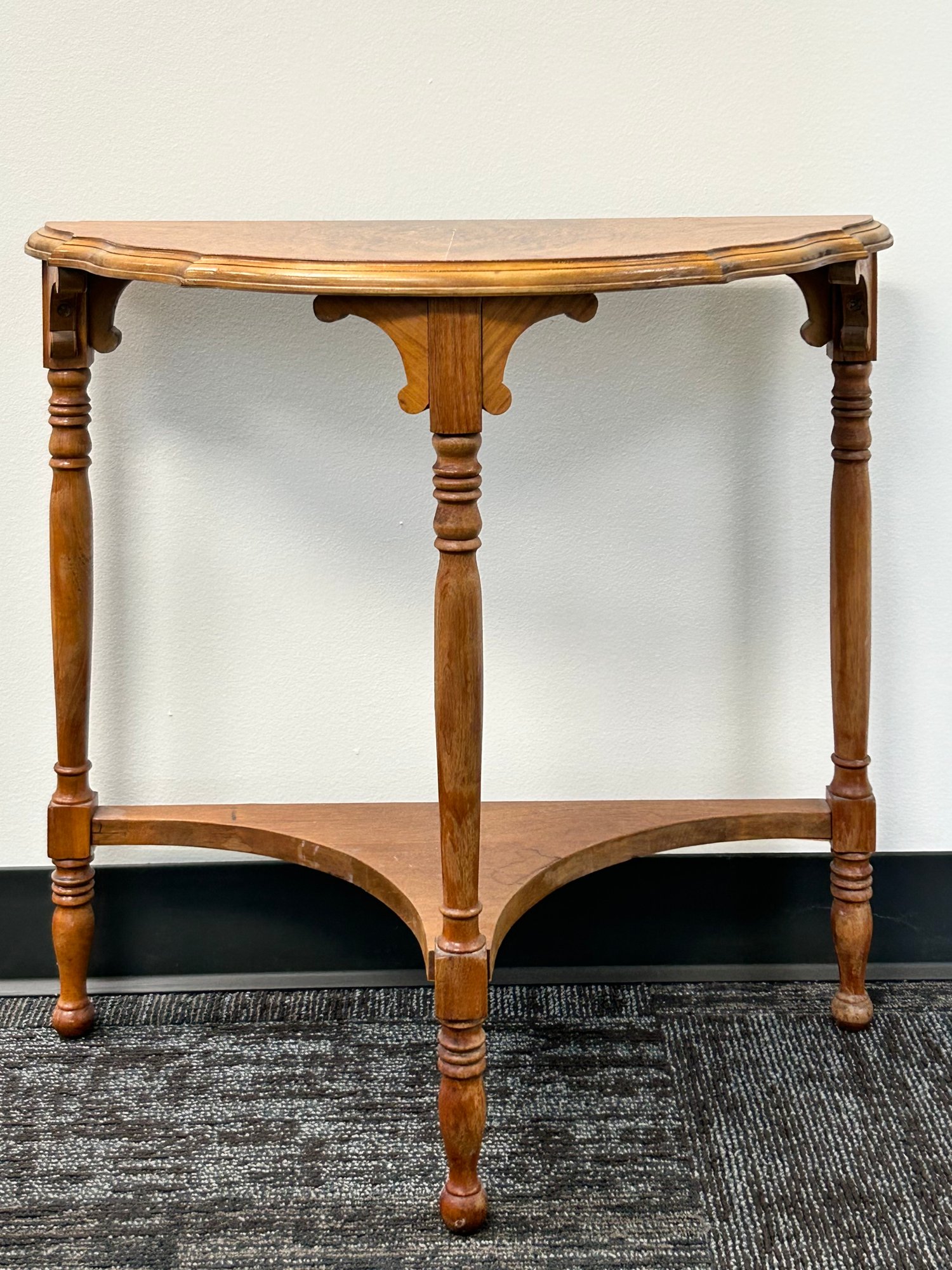 Vintage Demilune Table With Book Match Veneer Top #50693 | Auctionninja.com