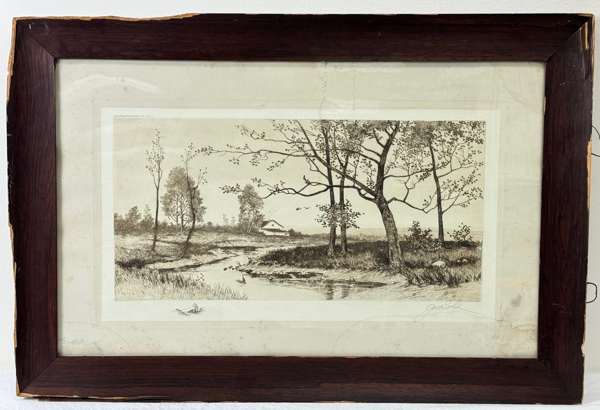 19th Century Engraving GW Bold New England Fishing Bay Antique Framed-local Pickup Only #34320 ...