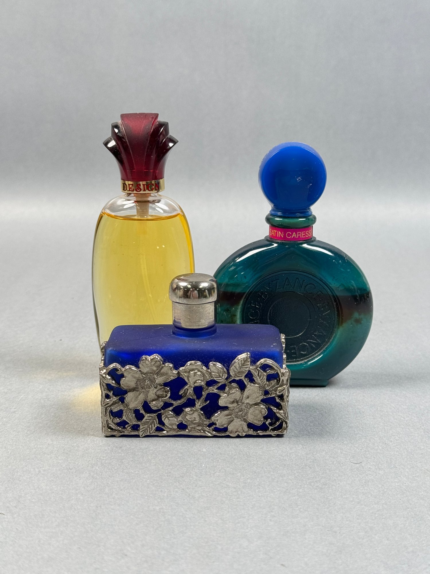 Two Perfume Bottles And Rochas-paris Satin Caresse Lotion #71666 ...
