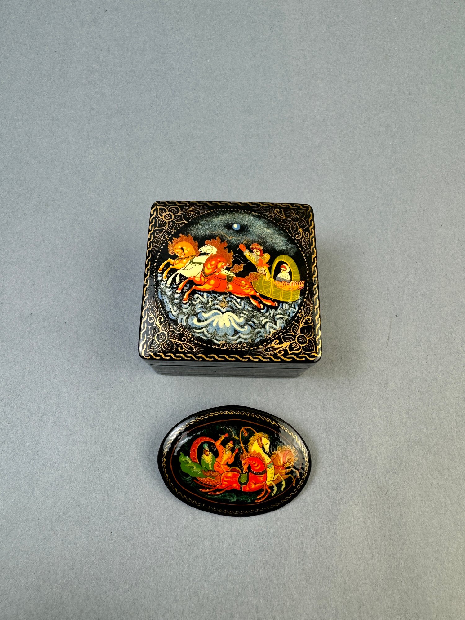 Russian Fairy Tale Trinket Box And Brooch #52652 | Auctionninja.com