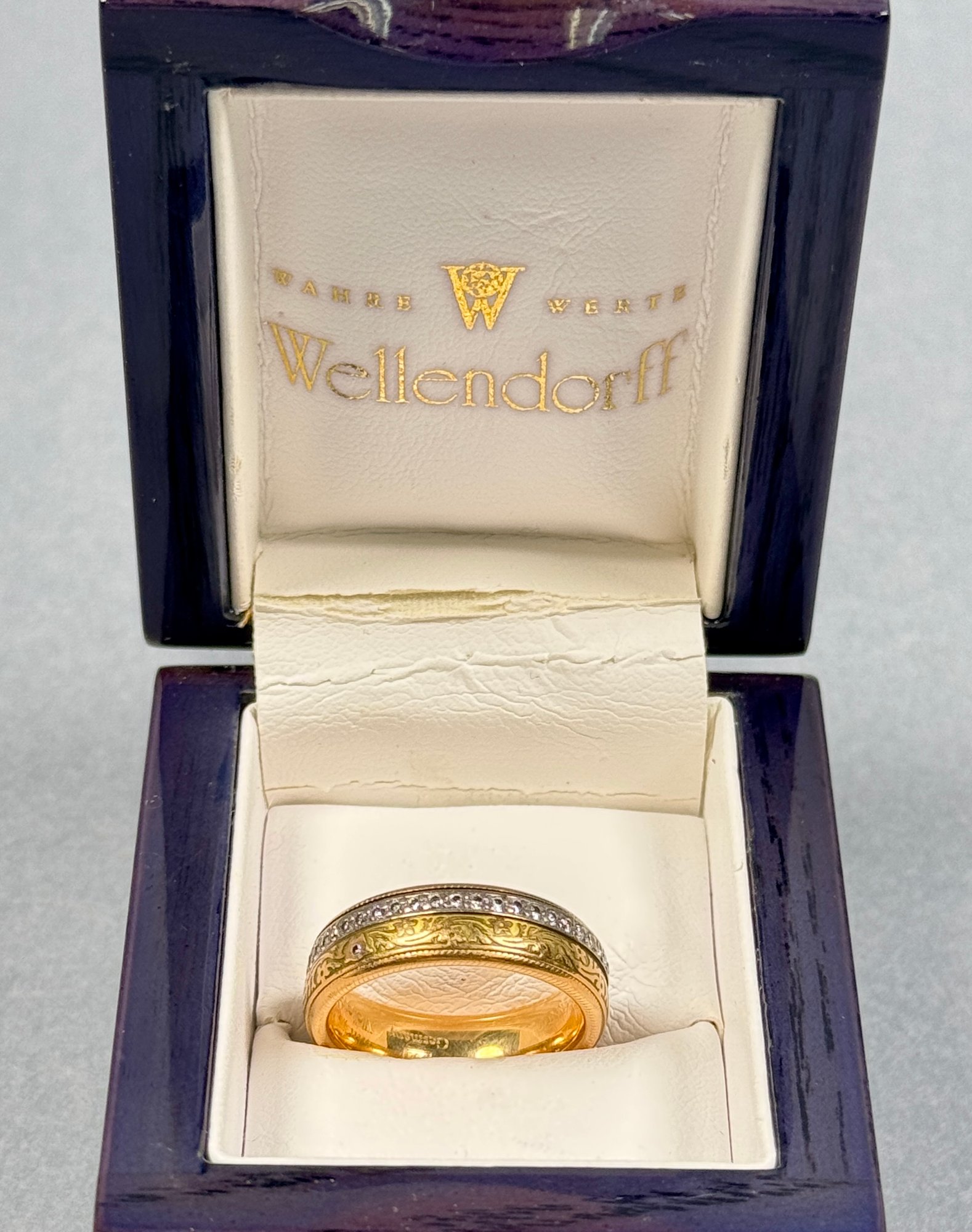 Wellendorff 18k Olive Ring With Band Of Diamonds Sz 8 #69937 ...