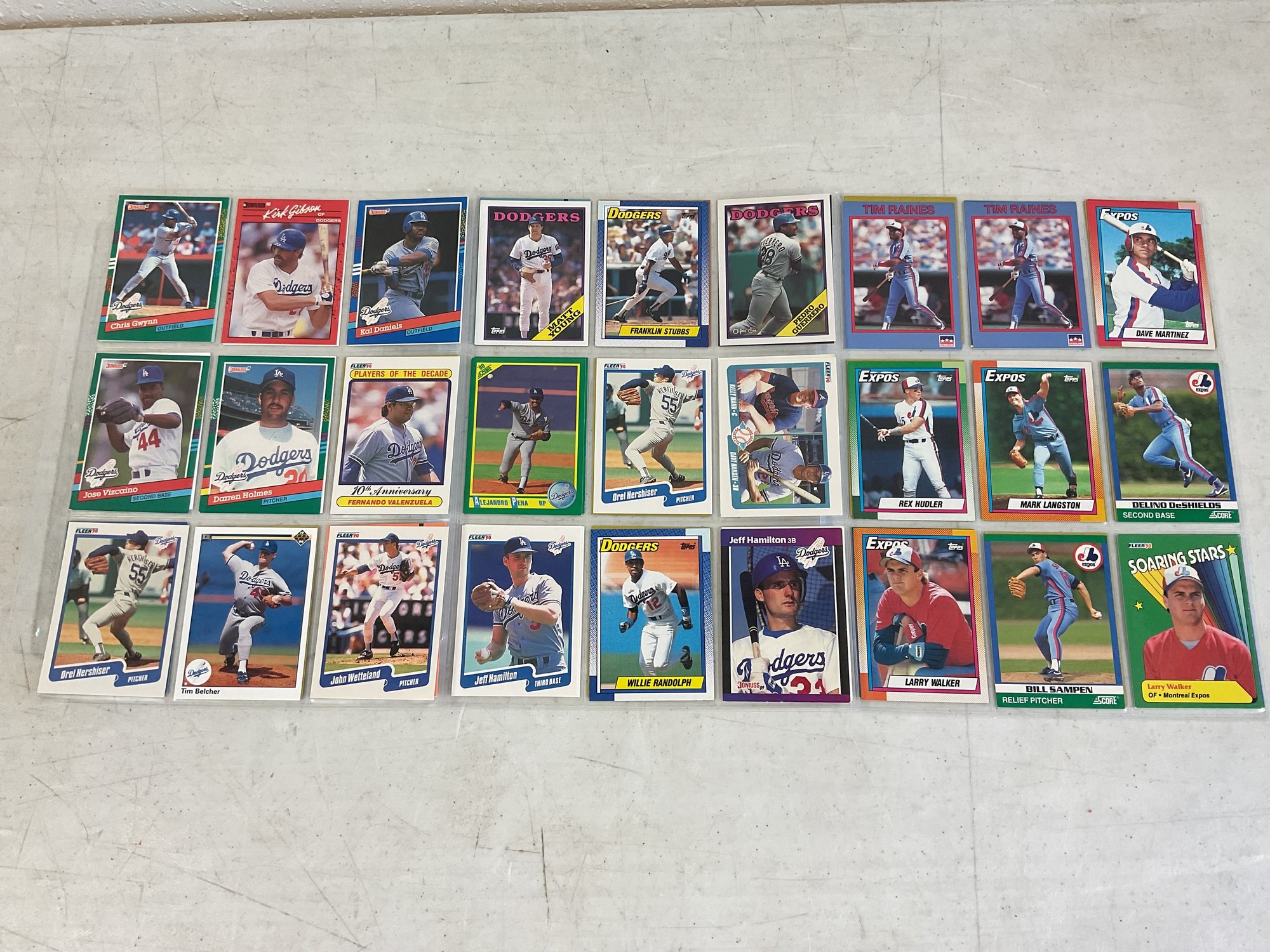 Lot Of 3 Pages Full Of Baseball Cards Front & Back #15244 ...