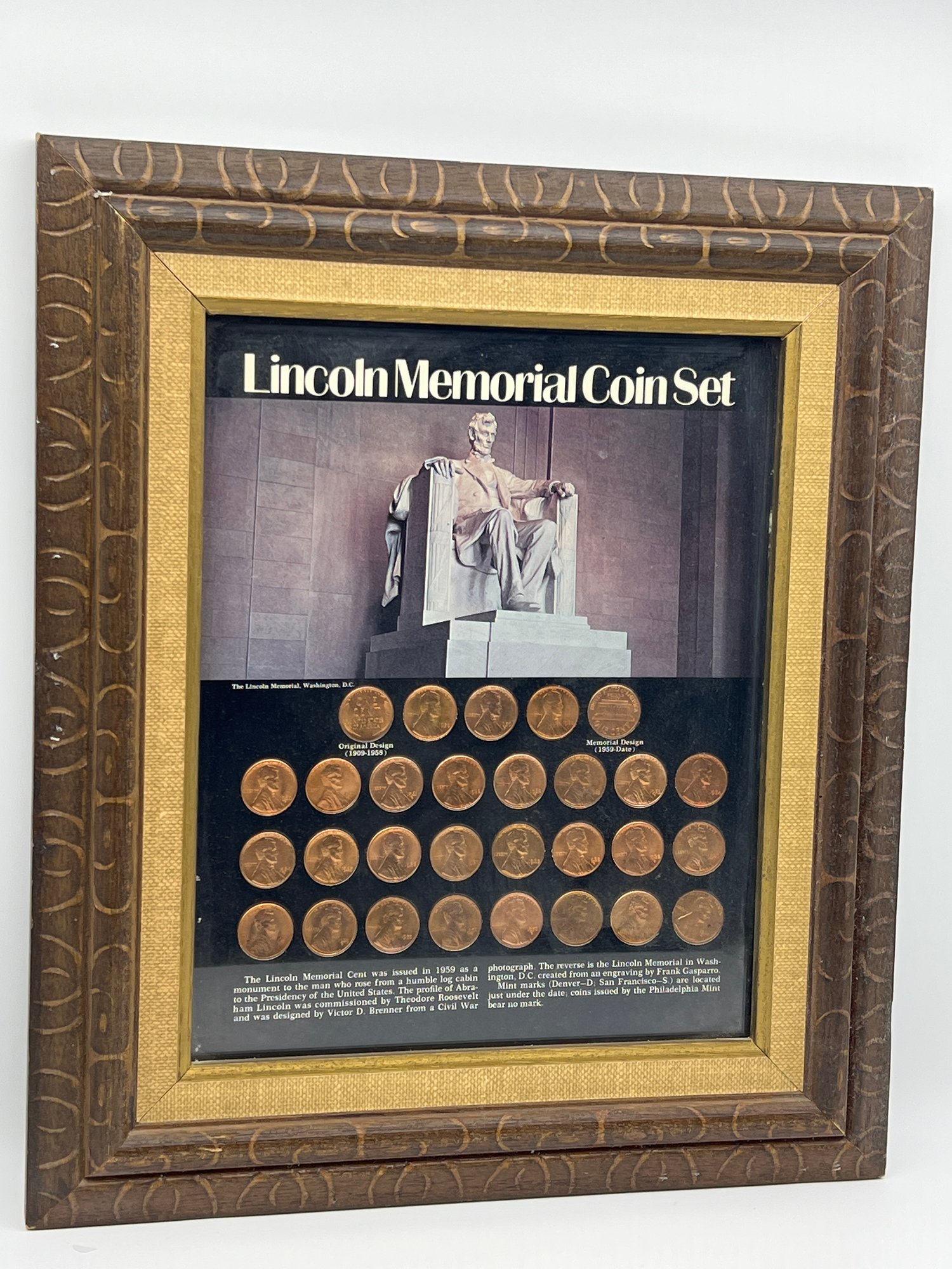 Framed Lincoln Memorial Coin Set Approx. 12x13.5 #7836 | Auctionninja.com