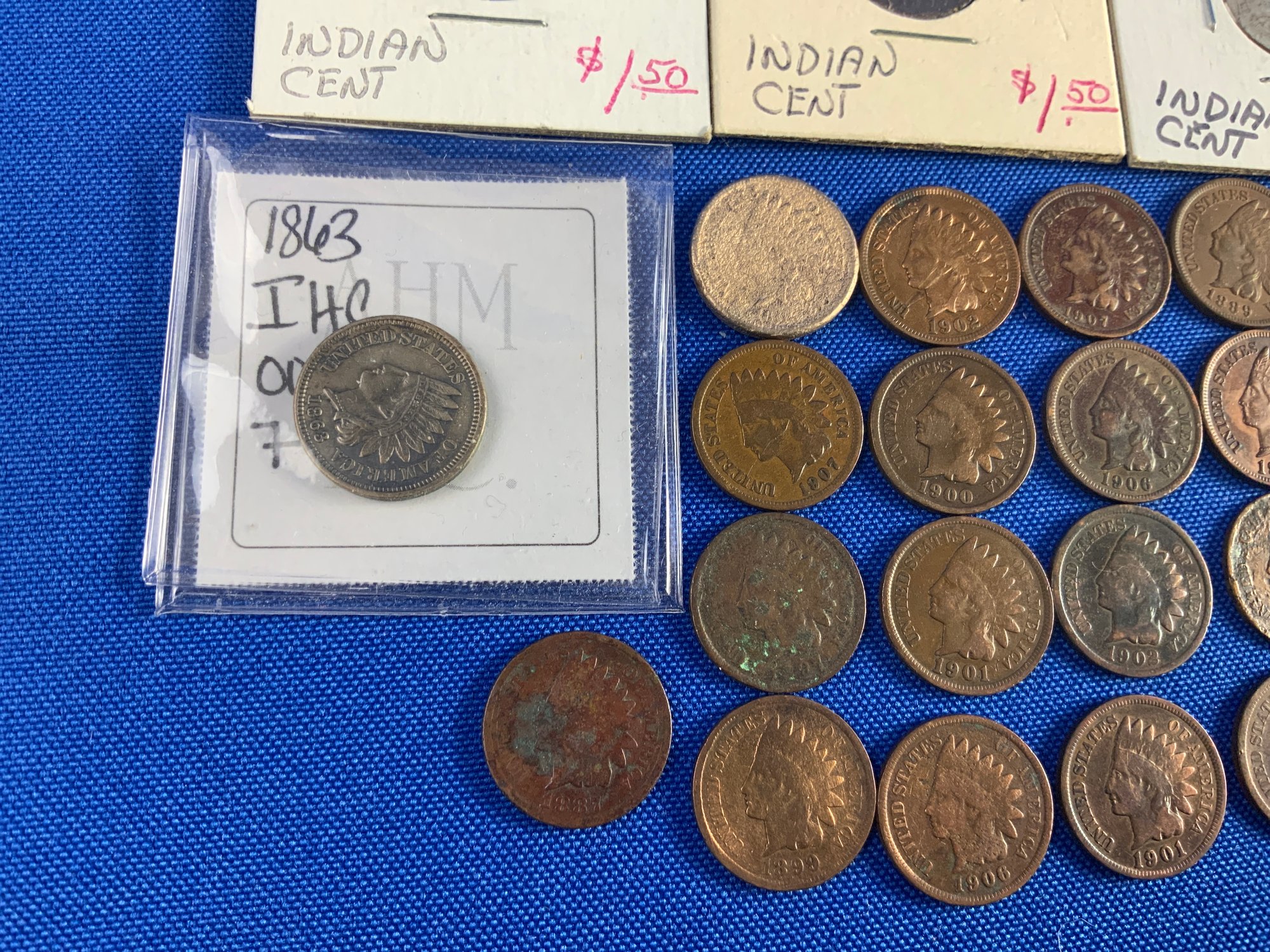 Indian Penny Collection Including 1908 Unc, 2-large Cents And Shield ...