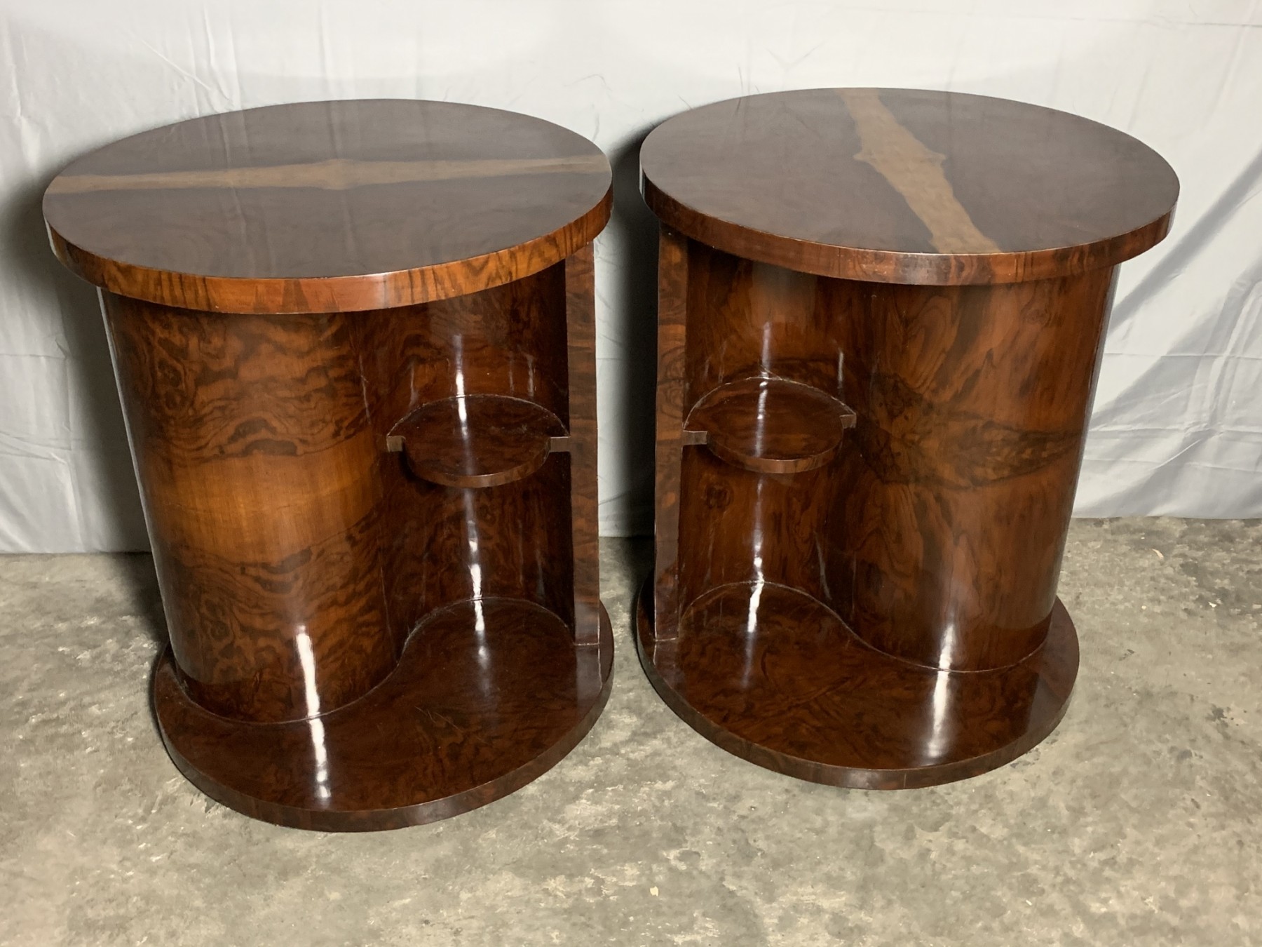 Pair Of Double Sided Tables With Small Shelves Ying Yang Design #2383 ...