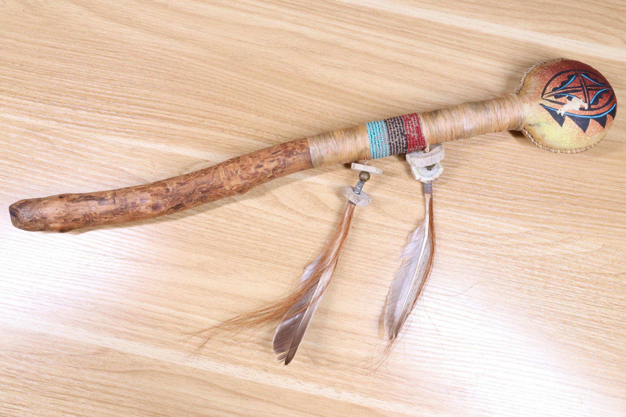 Hand Crafted Native American Rawhide Rattle #4828 | Auctionninja.com