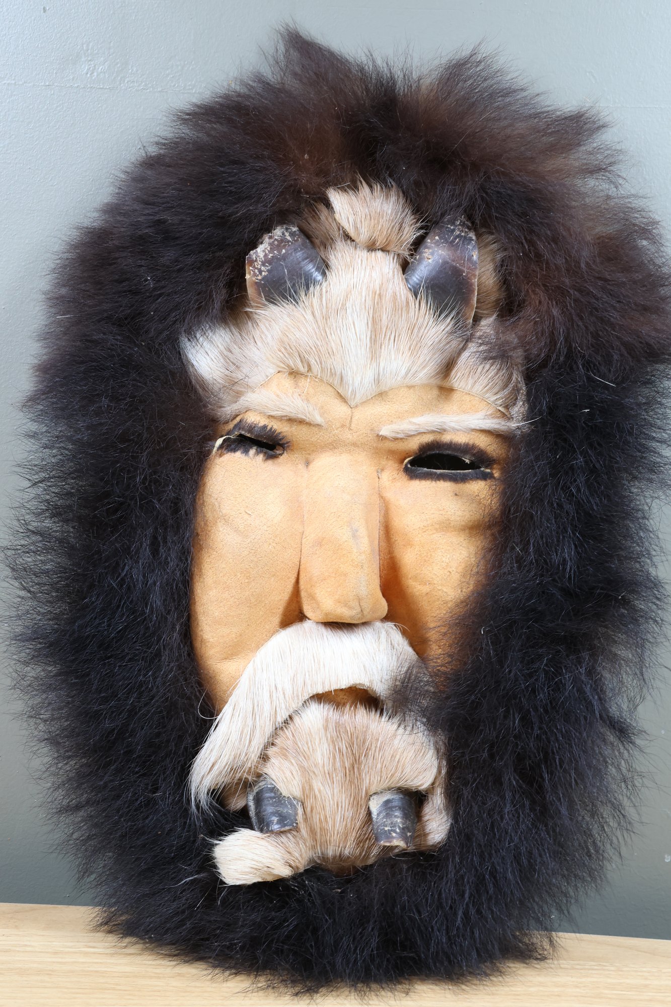 Vintage Alaskan Native Inuit Leather Art Mask #4845 | Auctionninja.com