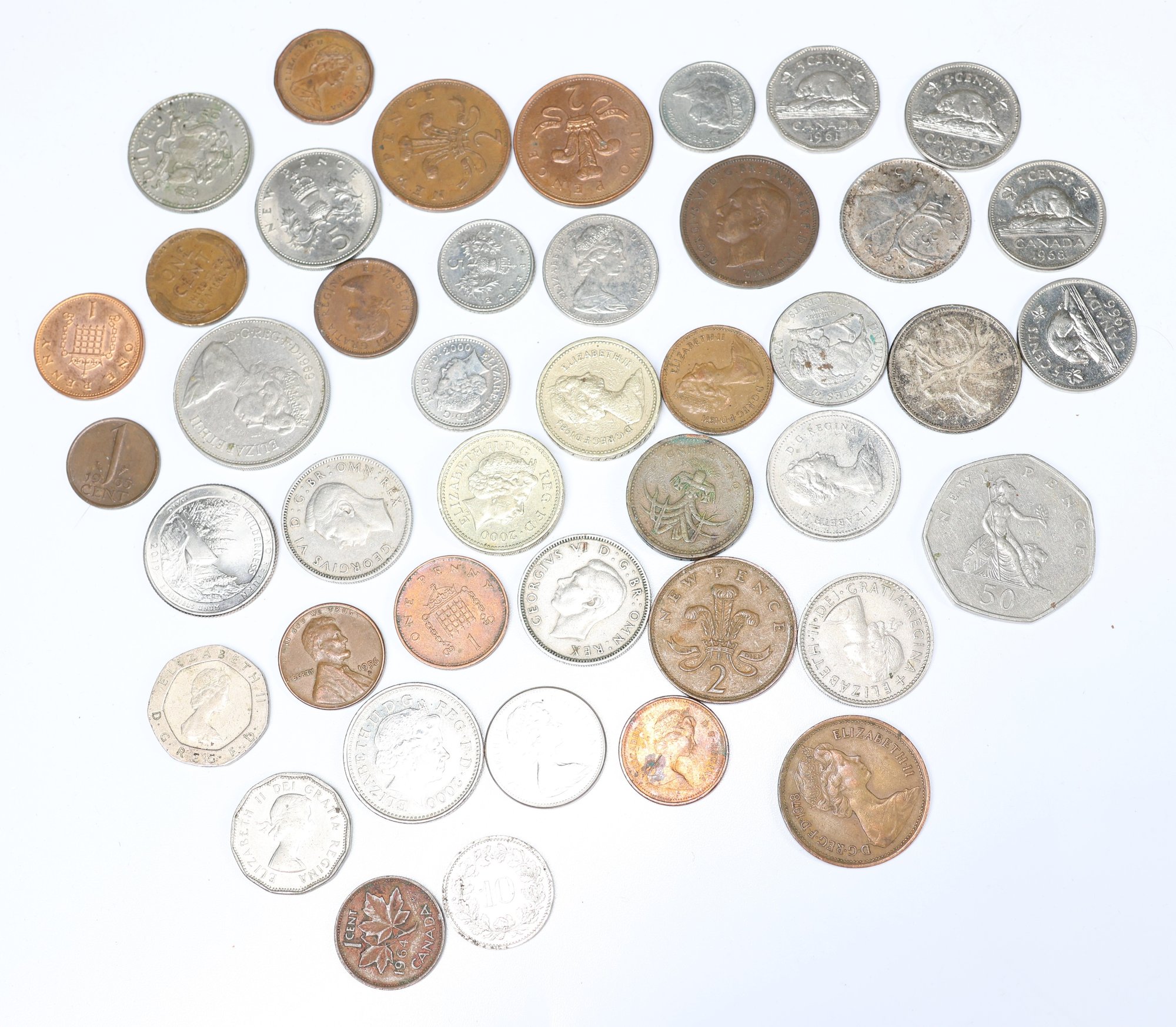Lot Of Various Vintage Assorted International Coins UK Canada USA Pound ...
