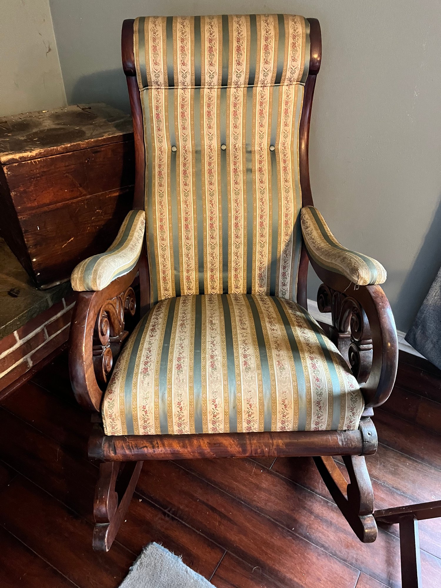 Antique Ornate Carved Wooden Upholstered Rocking Chair #1172 ...