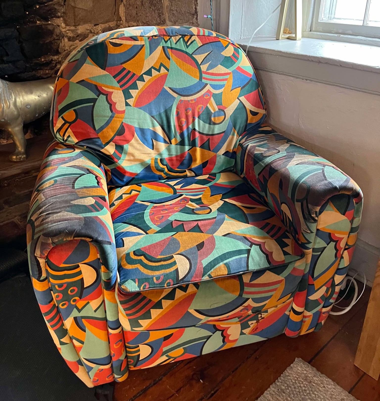 Funky 1980s Soft Fabric Club Chair #12231 | Auctionninja.com