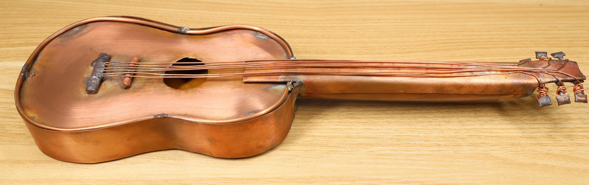Hand-made Copper Guitar Sculpture Miniature #6165 | Auctionninja.com