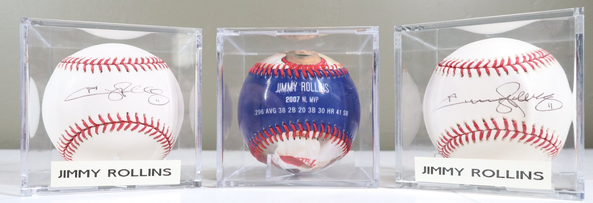 Lot Of (3) Jimmy Rollins Baseballs - Signed Jimmy Rollins Baseballs ...