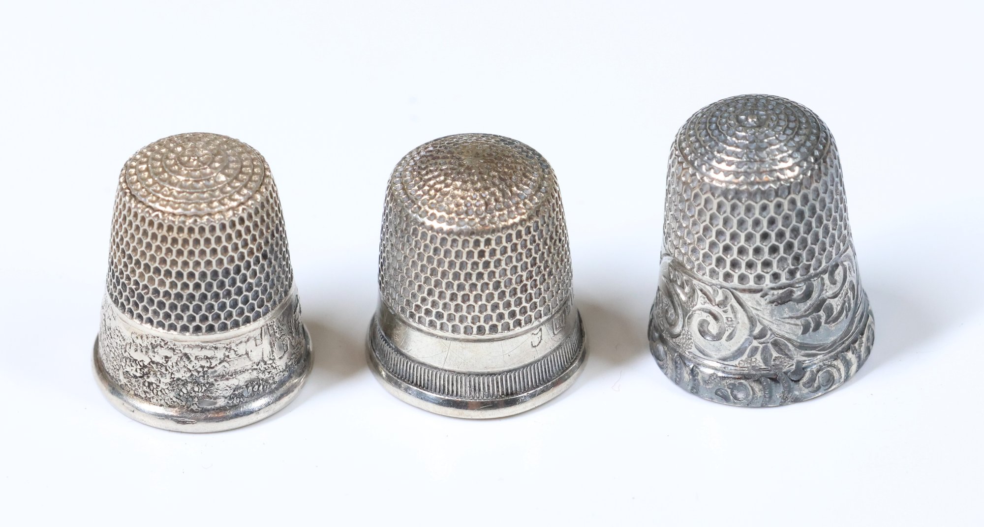 Lot Of (3) Antique Sterling Silver Sewing Thimbles #5305 | Auctionninja.com