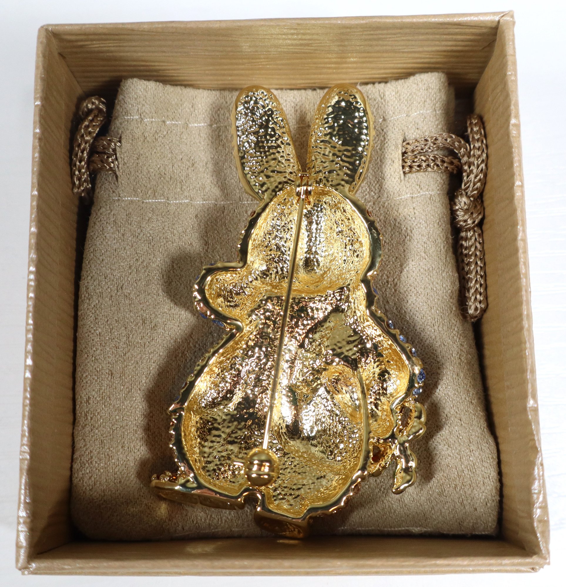 Lot Of (2) Bunny Brooches With Multicolor Crystals & Gold Tone, NIB ...