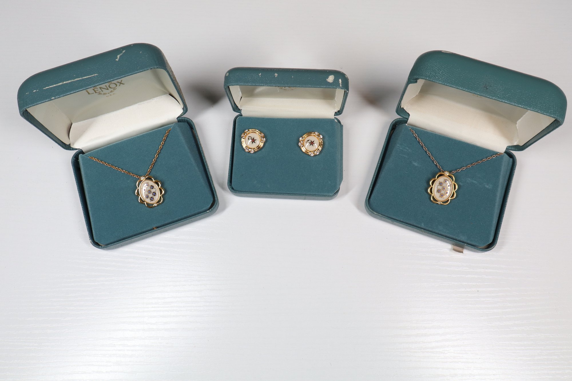 Lot Of (3) Jewelry By Lenox -2 Pendant & 1 Pair Of Earrings, NIB ...
