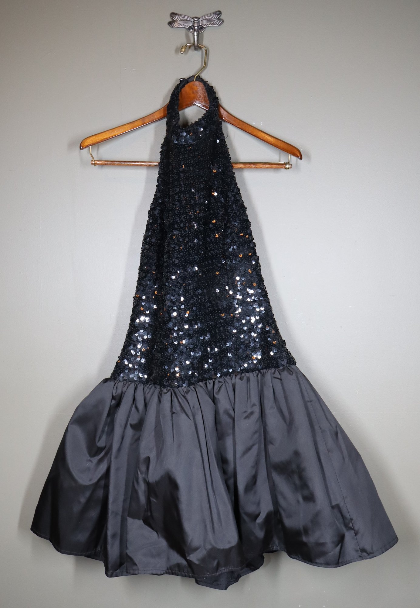 Halter Black Sequin Party Dress Ruffled Balloon Bottom Made By Betsy ...