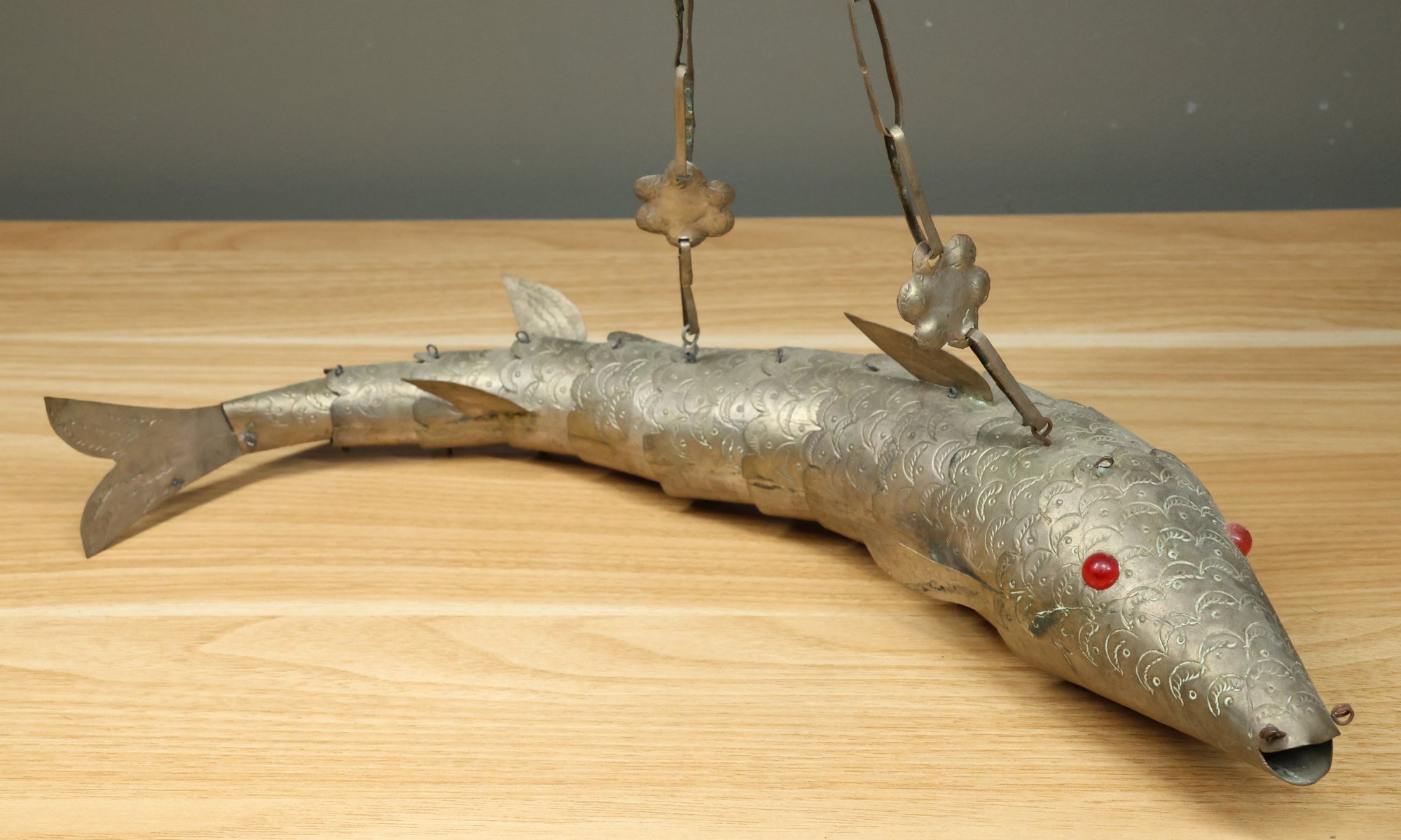 Antique Handmade Brass Articulated Fish Hanging Primitive Folk Art ...